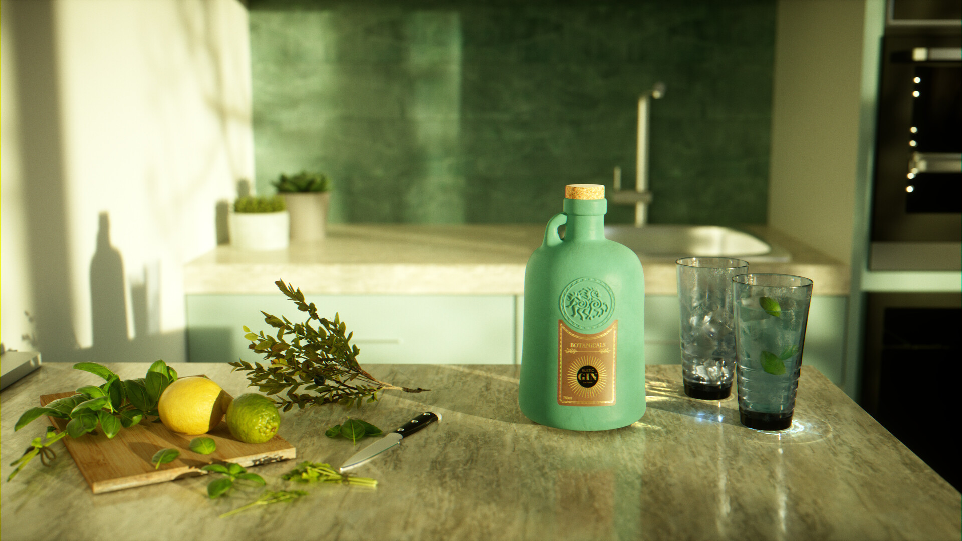 ArtStation - Rustic Gin Product Concept 🍹🌿