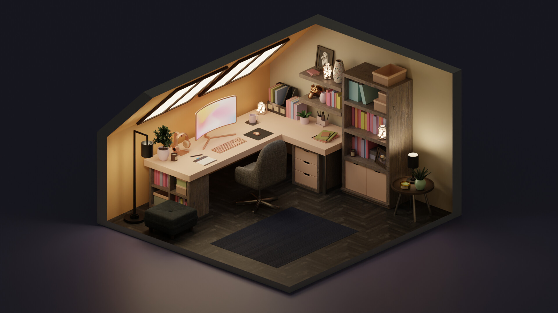 ArtStation - Office Space - Mid-low poly Blender render