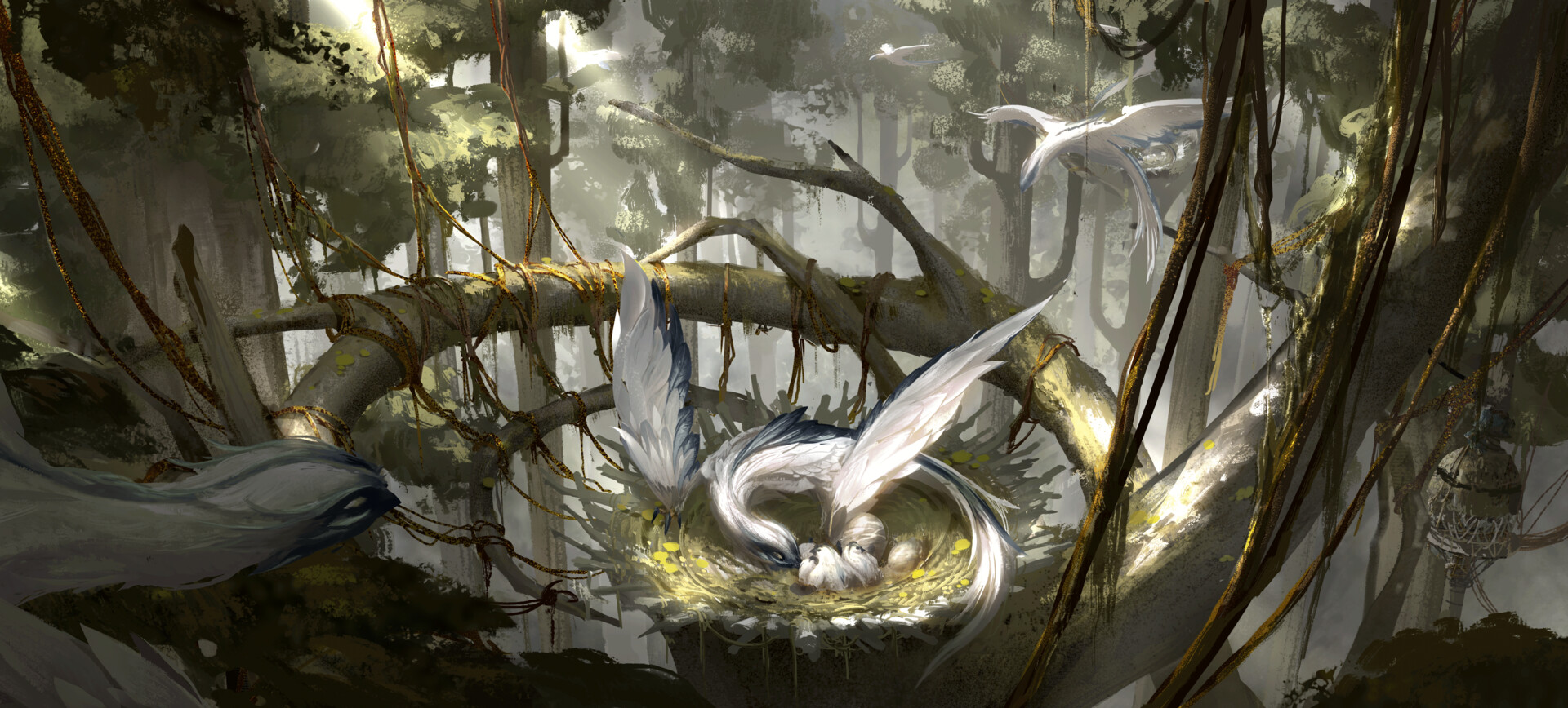 ArtStation - The symbiotic world—High tree bird tribe2