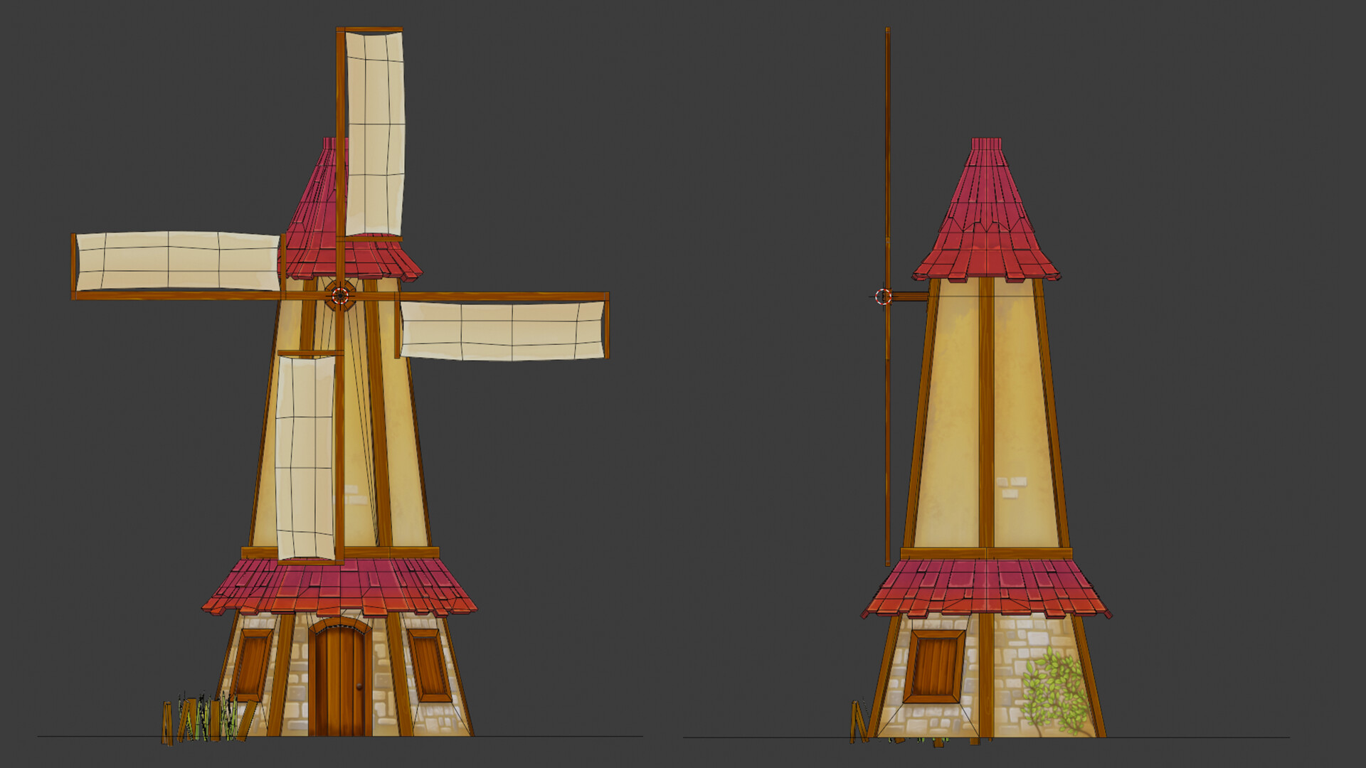 Cesar Edgar - Low poly hand painted Windmill