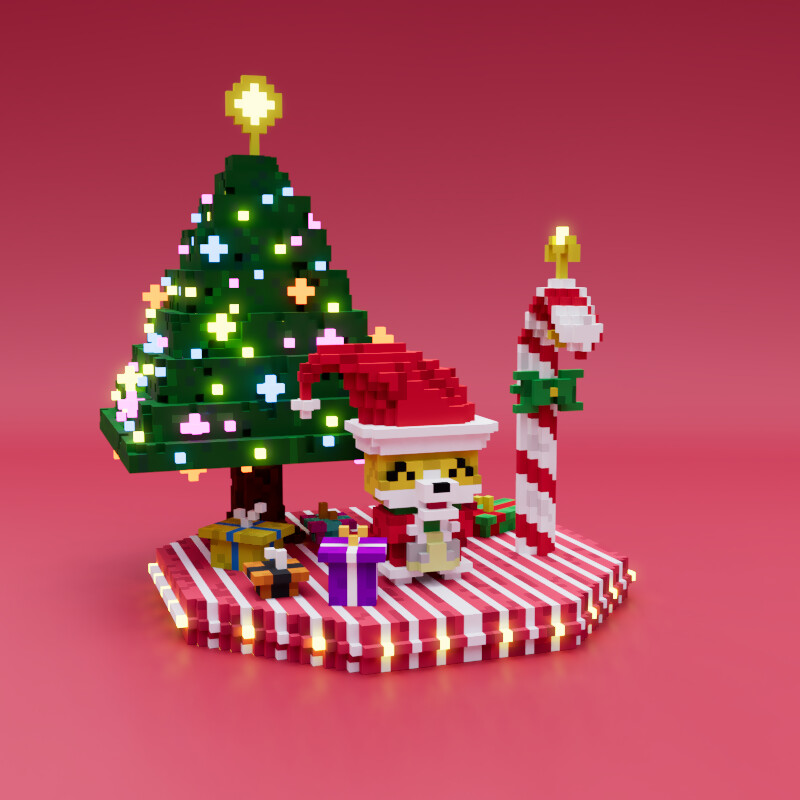 ArtStation - Santa Floki NFT voxel art