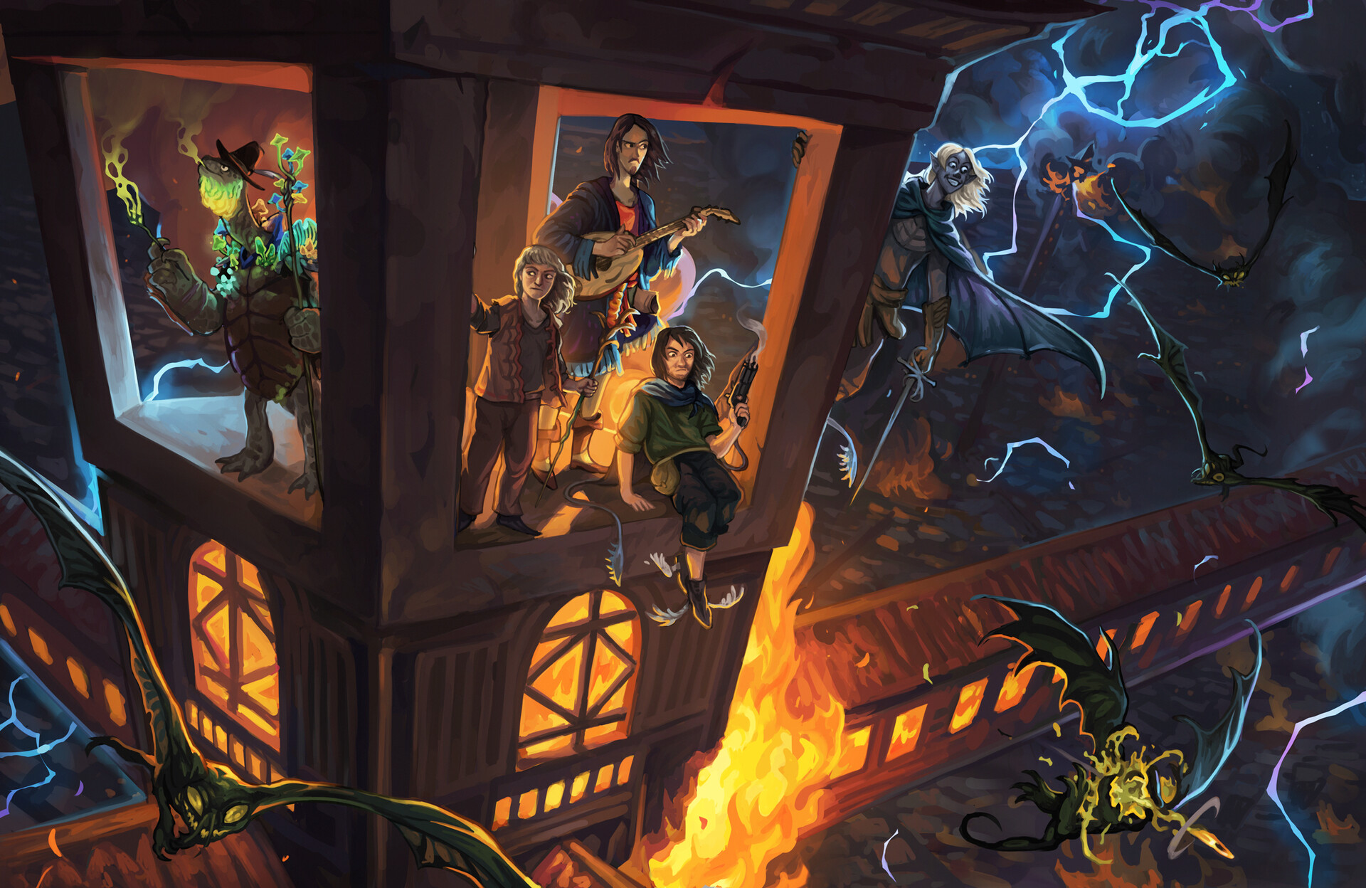 ArtStation - The burning city (D&D Commission)