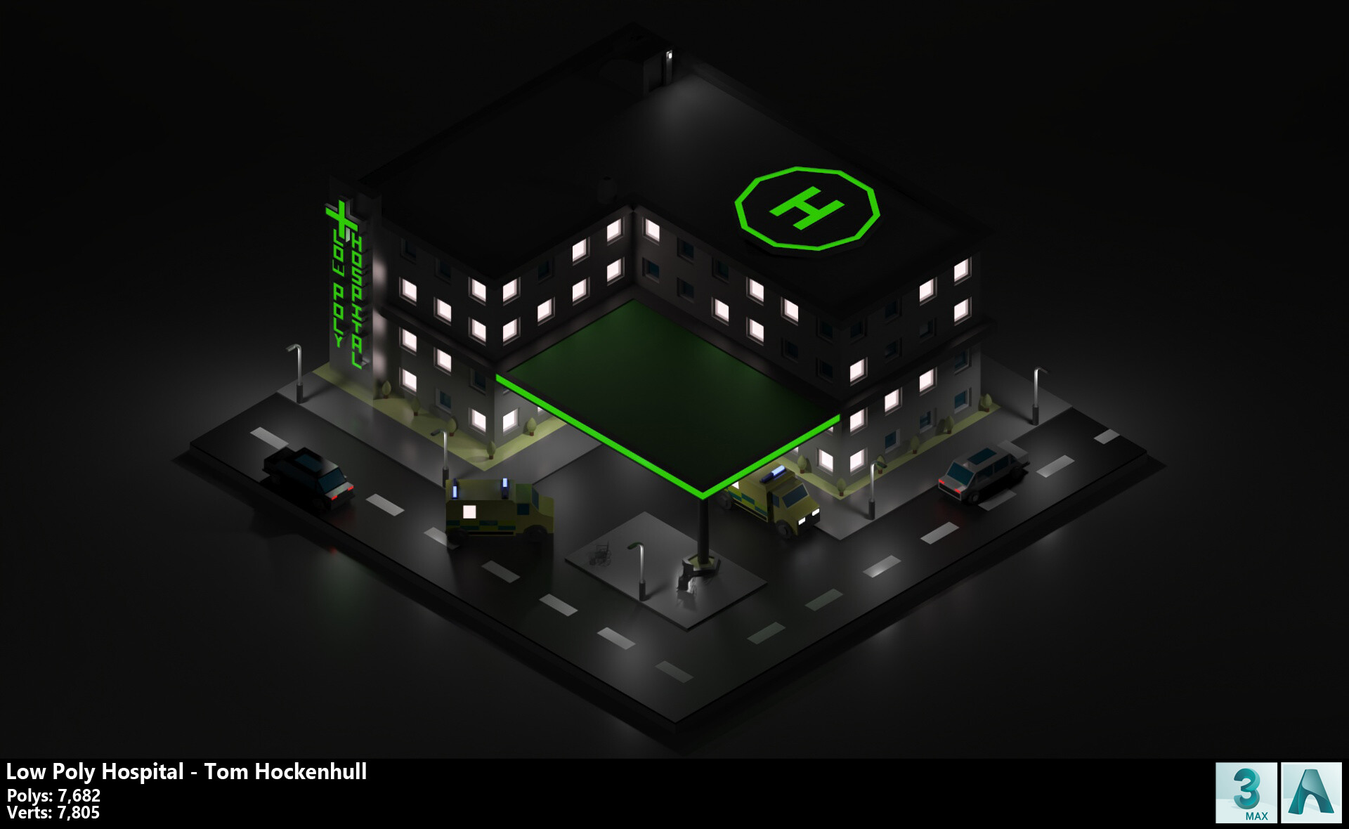 ArtStation - Low Poly Hospital - Rendering and Lighting Practice