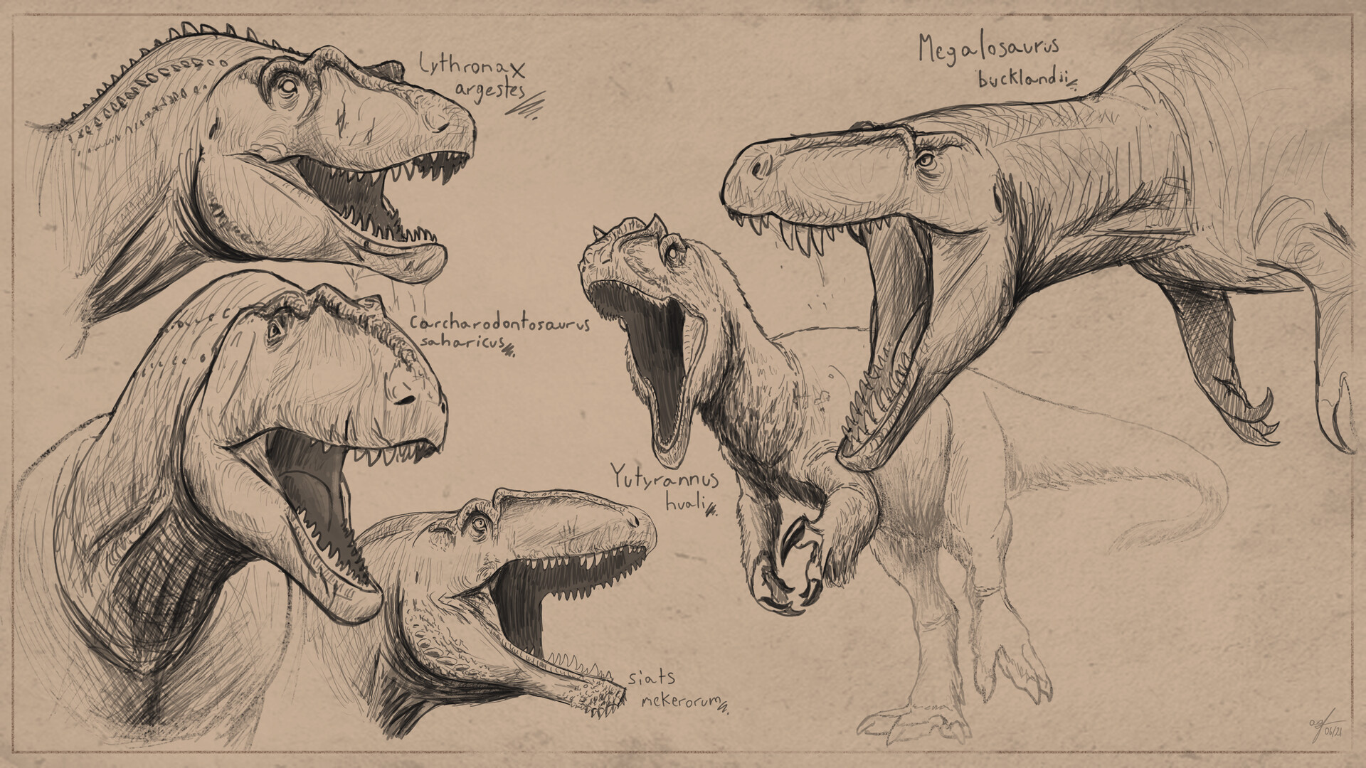ArtStation - Theropod dinosaur sketches
