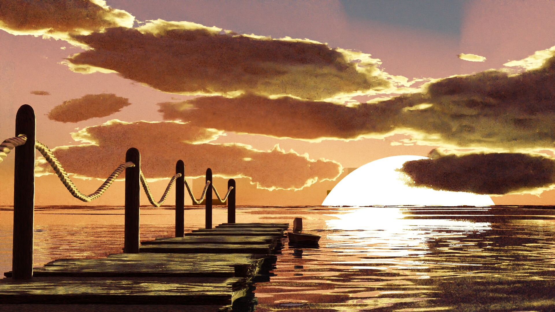 ArtStation - Small dock sunset