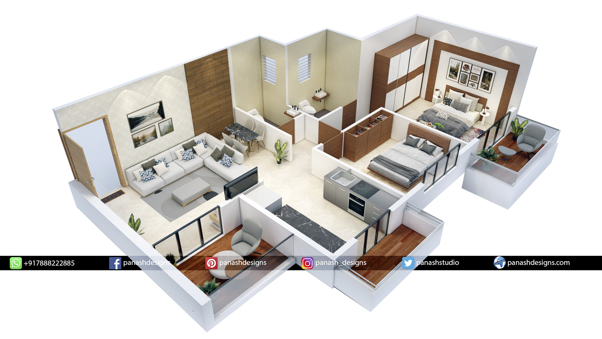 ArtStation - Isometric view for 3bhk house.