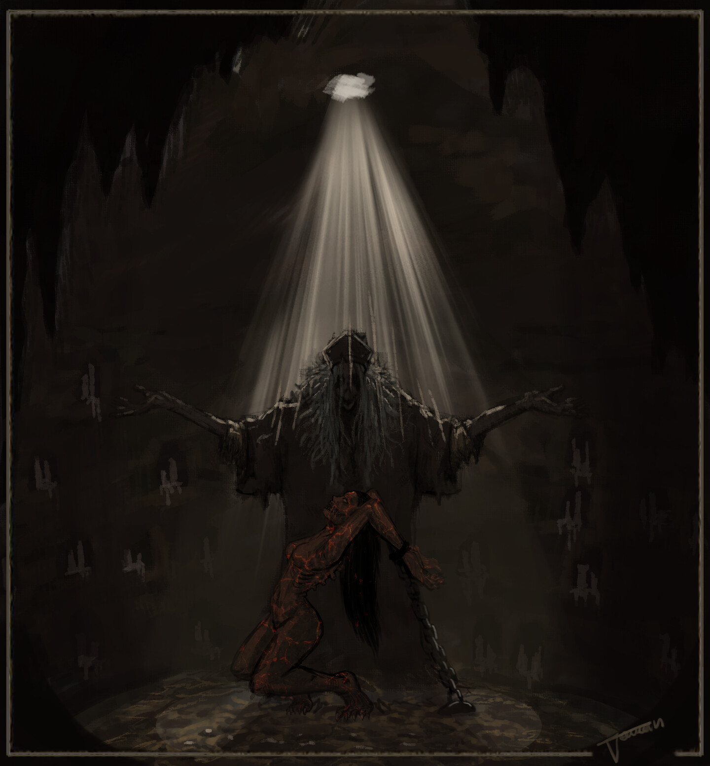 ArtStation - Rough painting of a weird ritual thing I guess