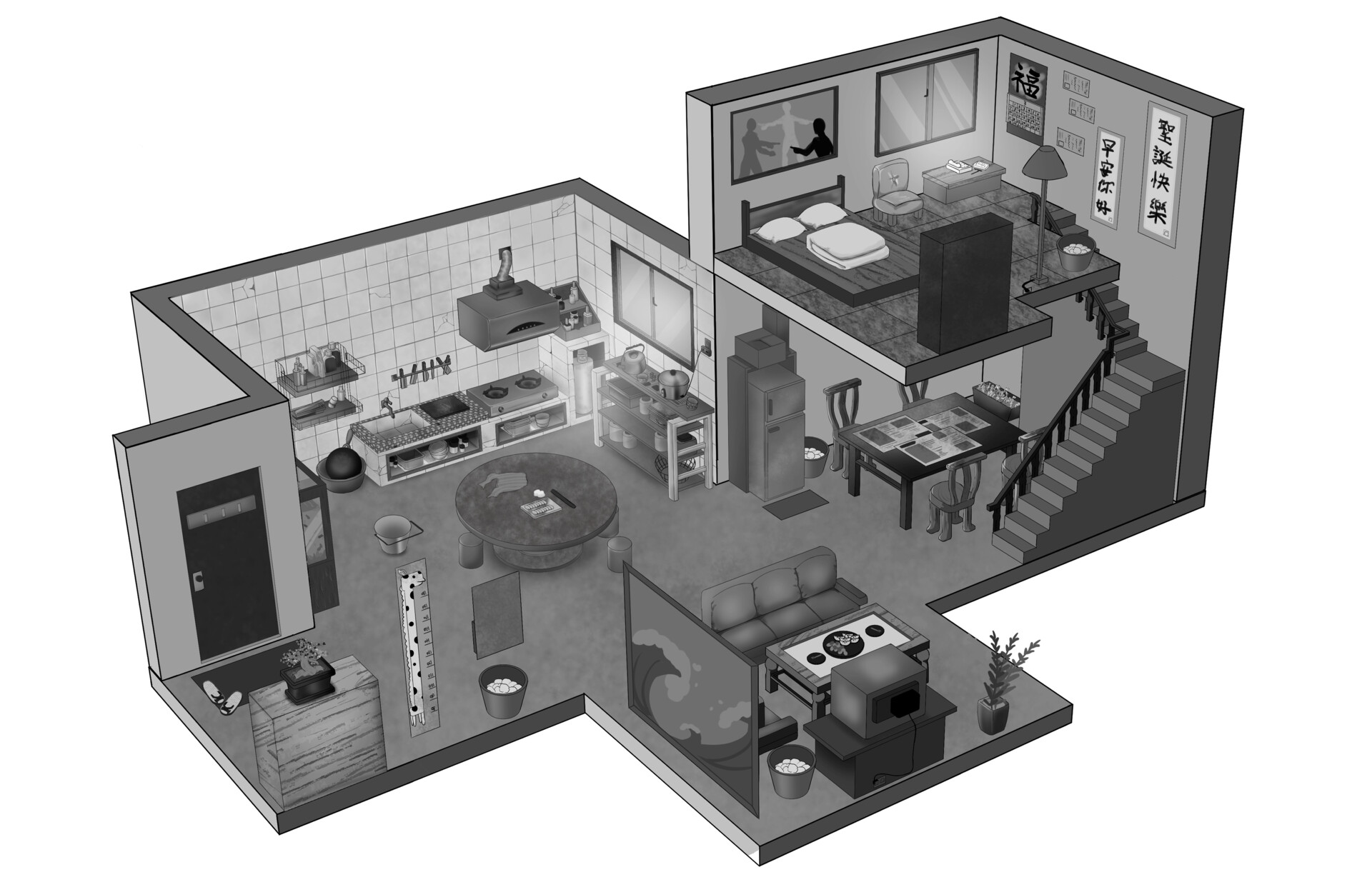 ArtStation - Interior Design - Traditional Taiwanese house (VFS Project)