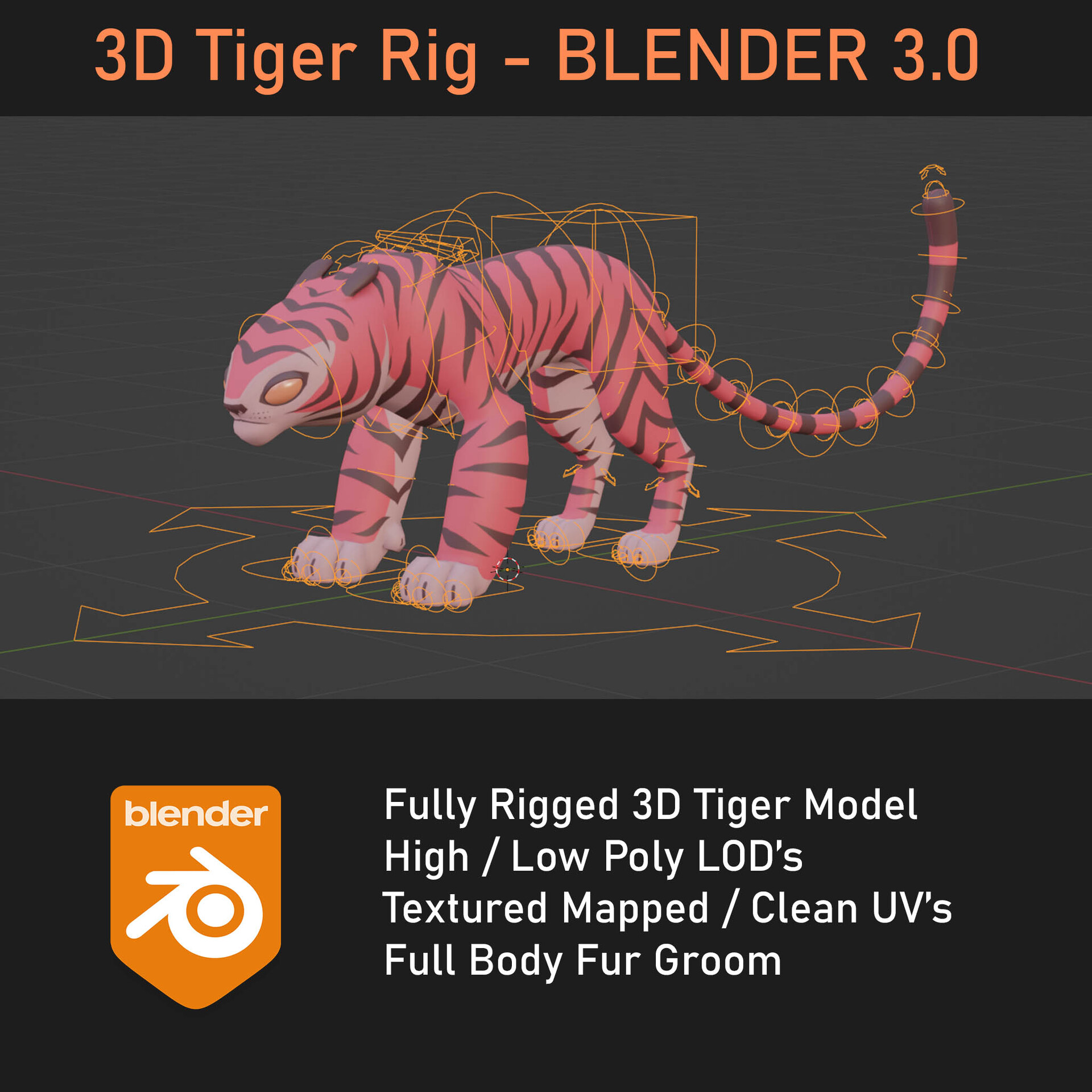 Merlin Perry - Blender Tiger Rig Demo - CGI Breakdown
