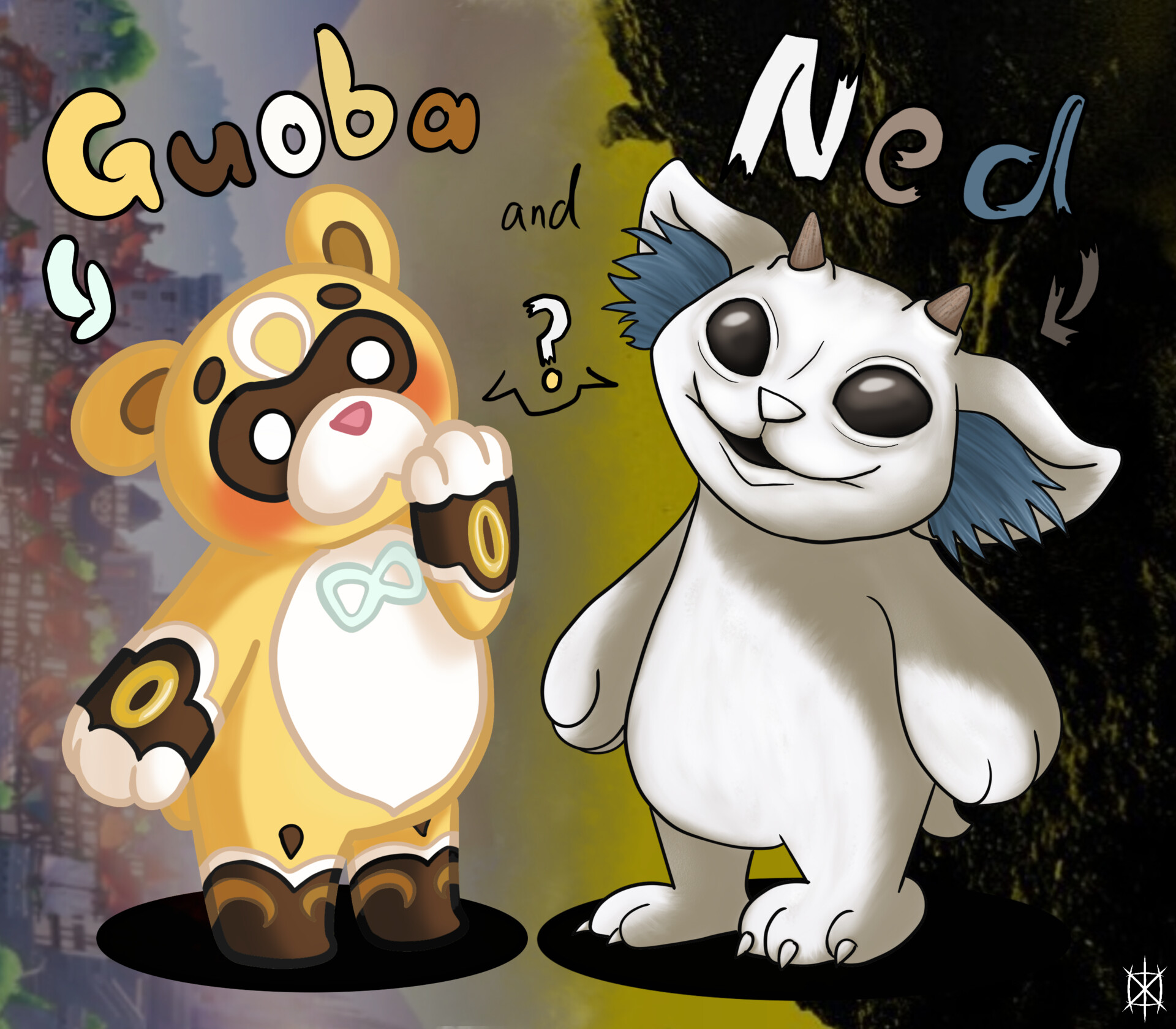 ArtStation - Guoba (from Genshin Impact) and Ned (from Twentyonepilots)