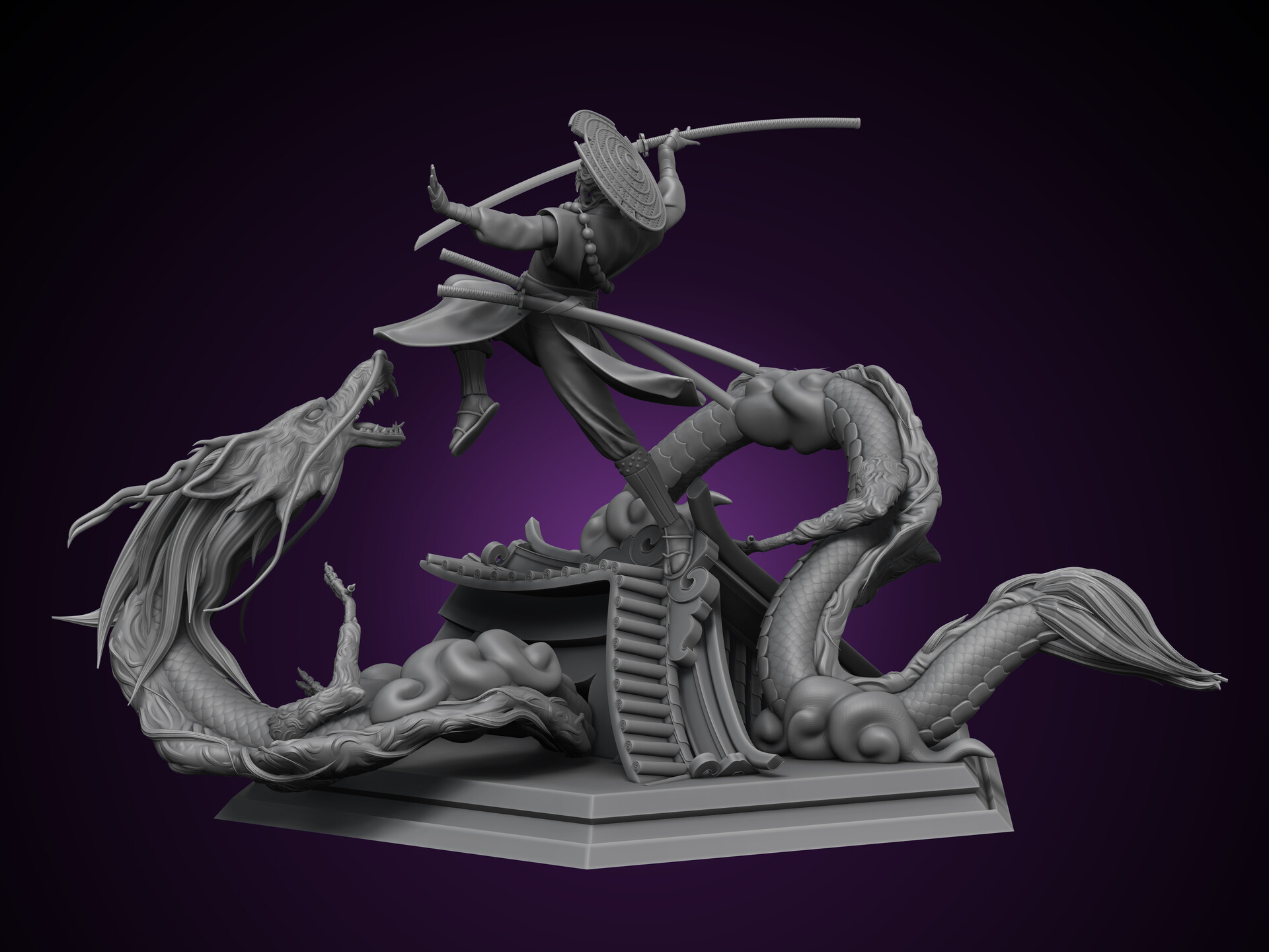 ArtStation - Samurai and dragon battle