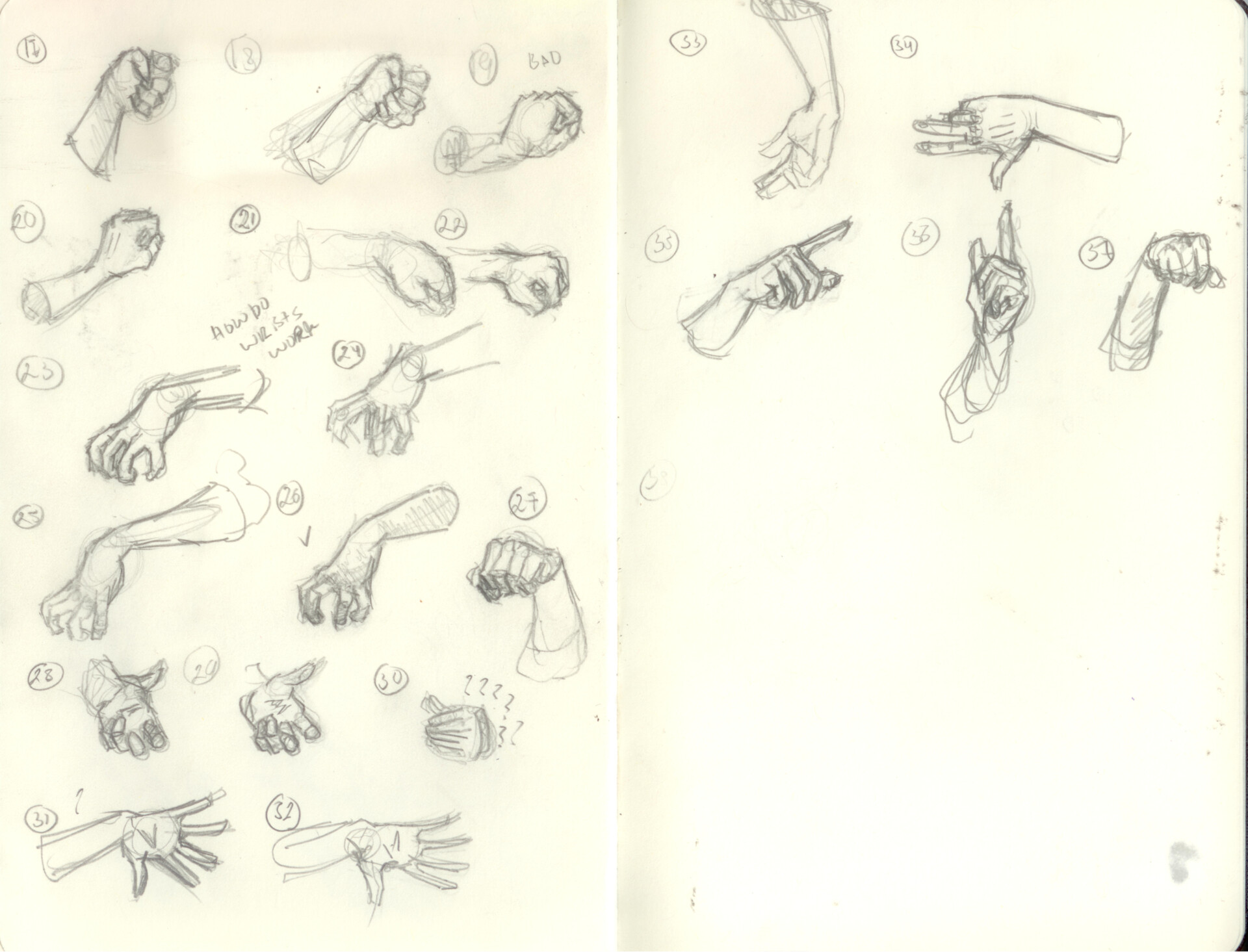 ArtStation - 2021 Sketchbook 1 - 15 - hand practice 2 and 3