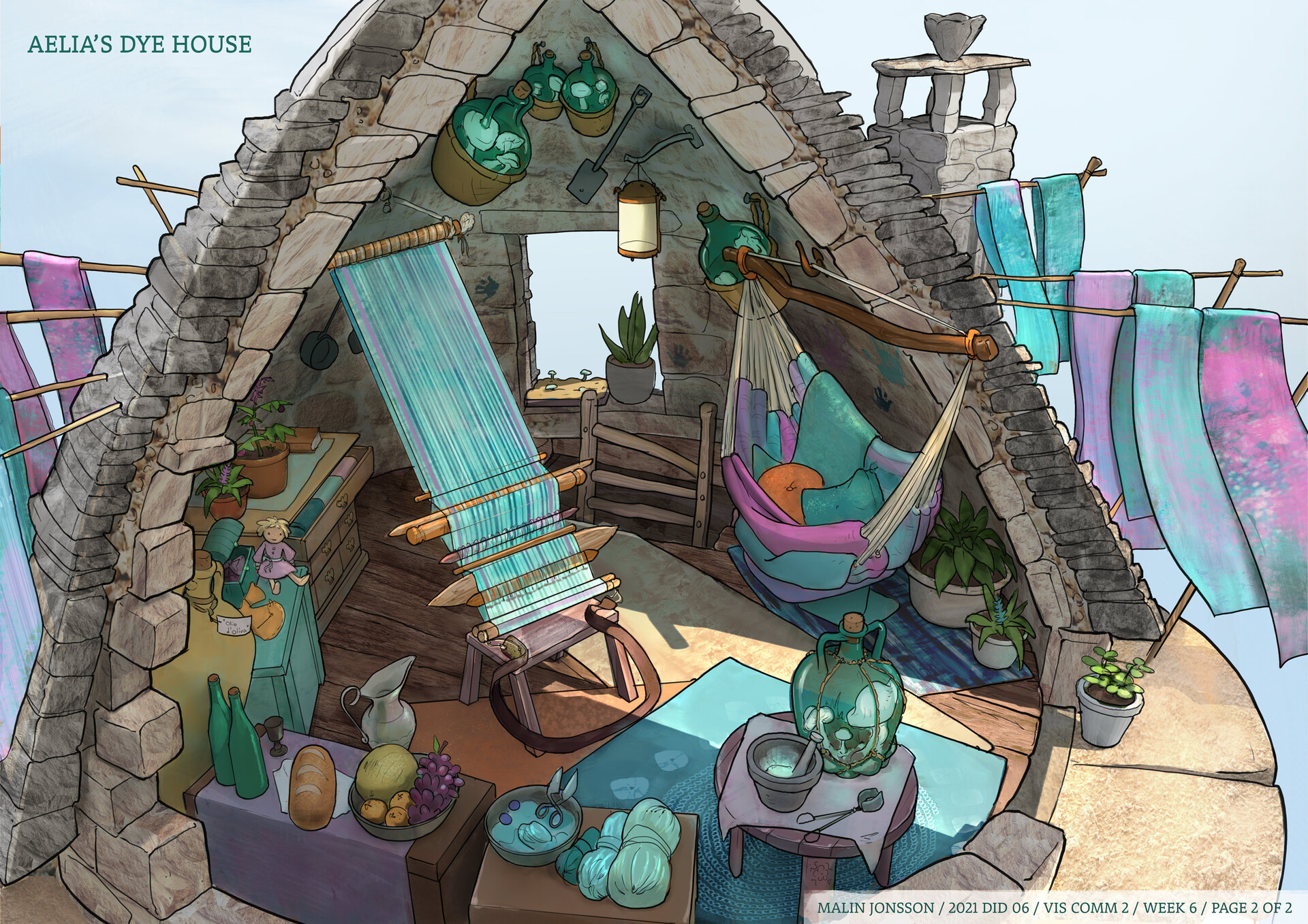 Interior Cutaway: Medieval Dye House by Malin Jonsson — ProUser.Me