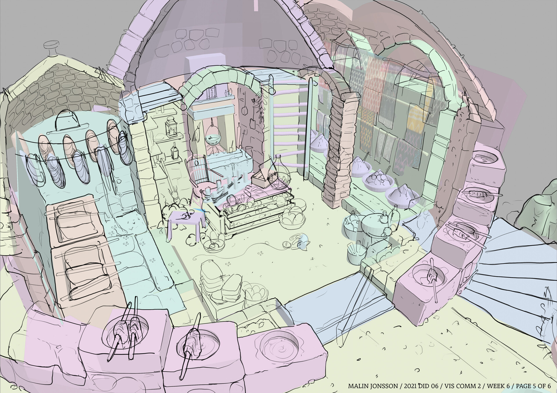 Interior Cutaway: Medieval Dye House by Malin Jonsson — ProUser.Me
