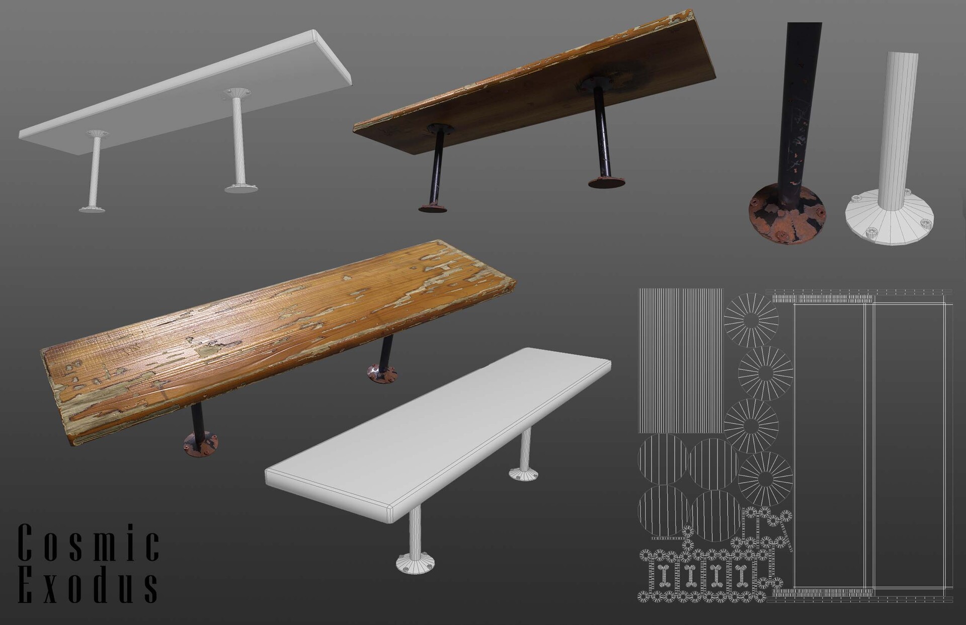 ArtStation - 3D Locker Room Bench
