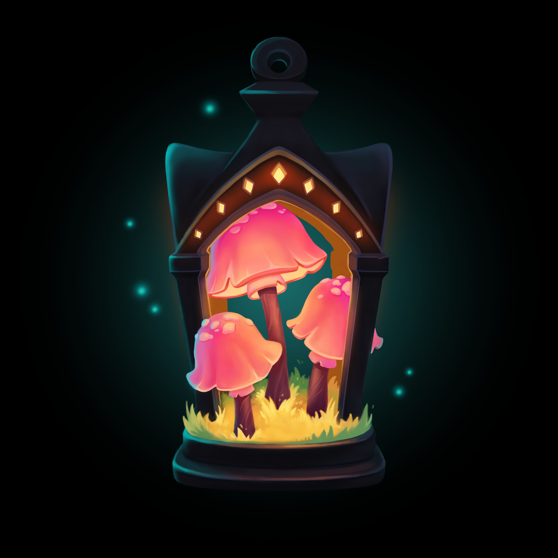ArtStation - magical mushrooms lamp