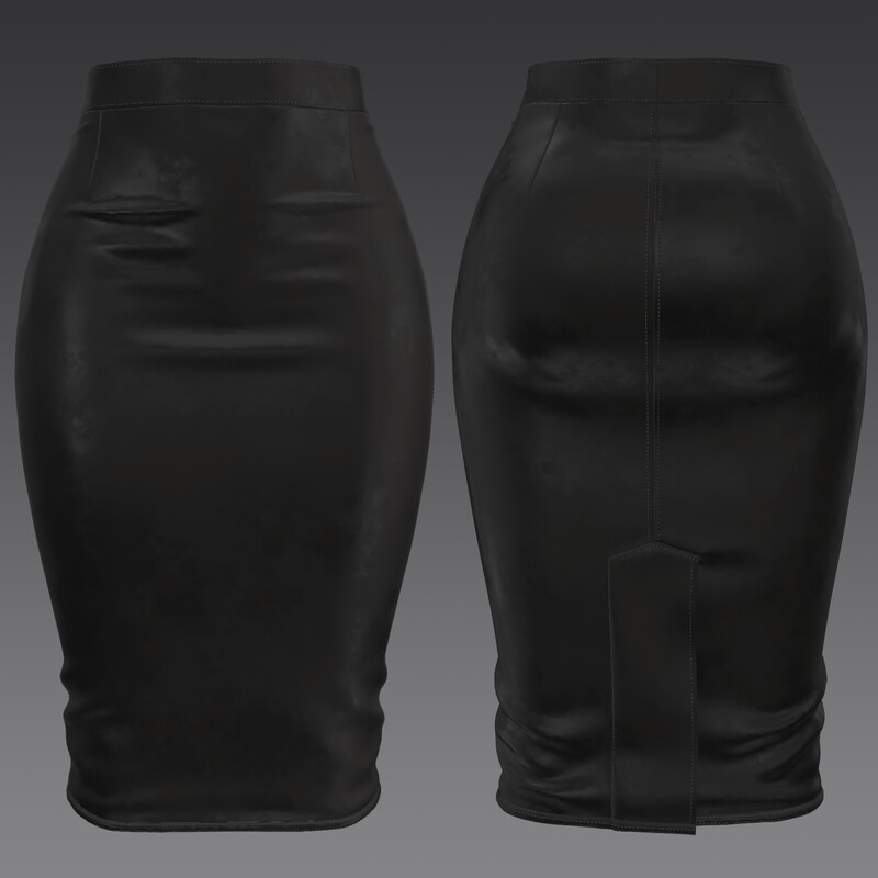 ArtStation - Low Poly Leather Pencil Skirt