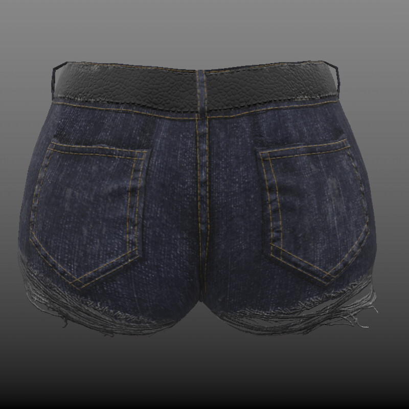 3Daizy - Low poly ripped Denim Shorts with pockets showing