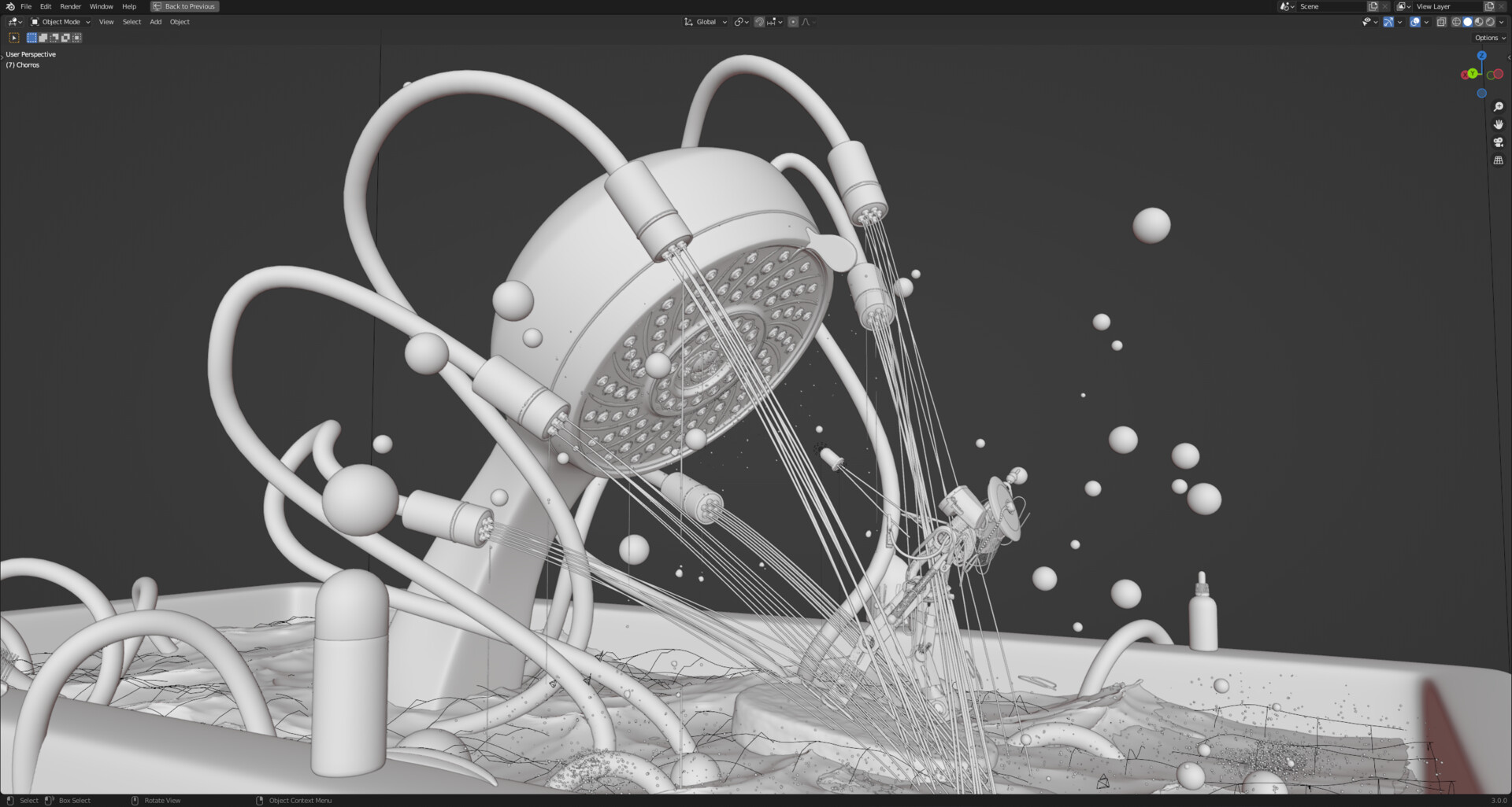 Pablo Zamora Almagro - Shower hydra / Chātóu scene n.2 - Blender Cycles