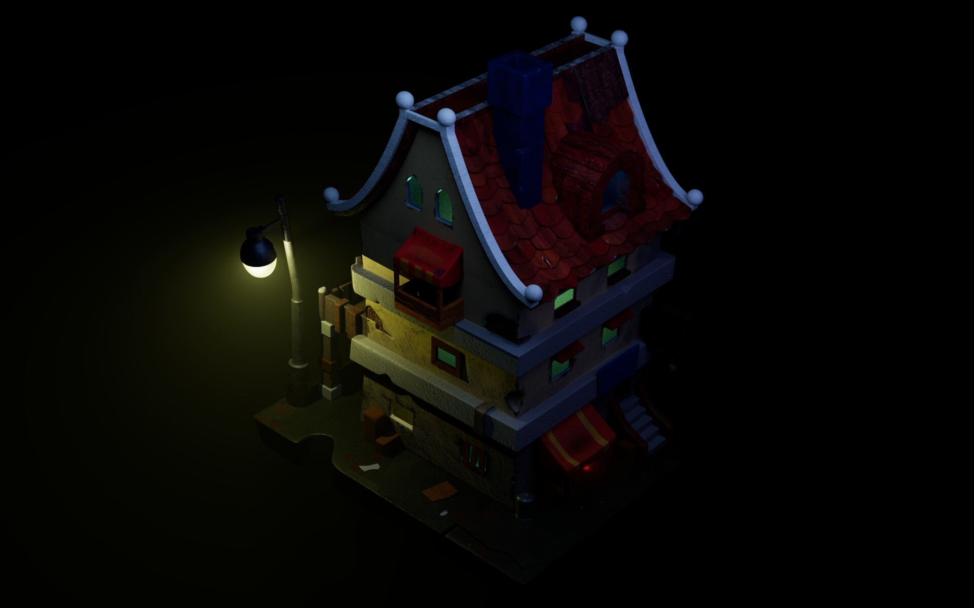 ArtStation - Edificio Cartoon Curso fundamentos de la producción 3D Animum