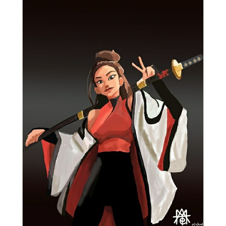 ArtStation - samurai girl character design in photoshop