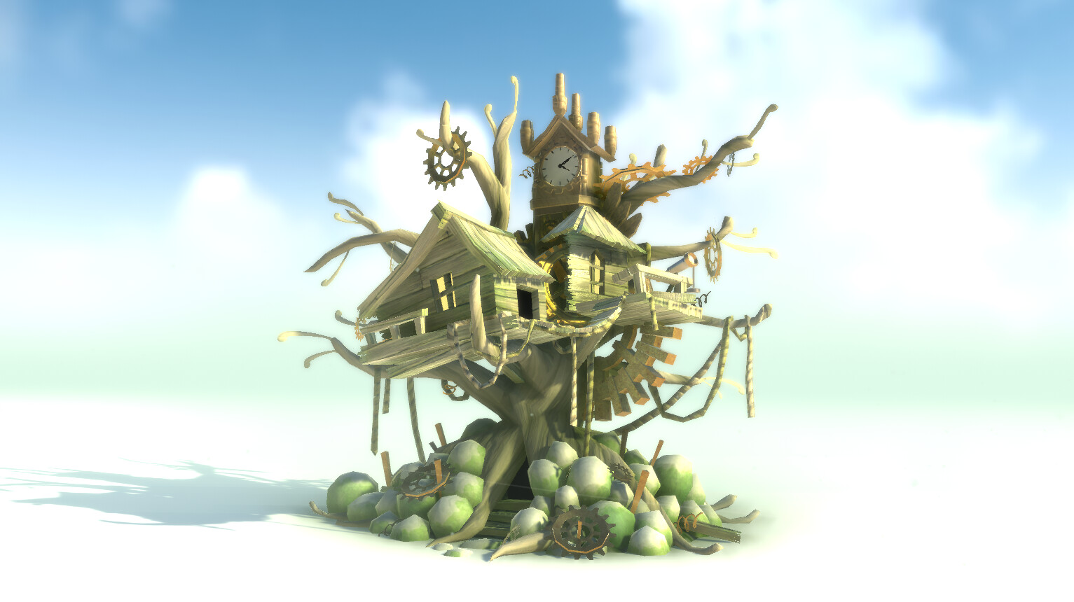 ArtStation - Clock Treehouse - 3D Game Asset