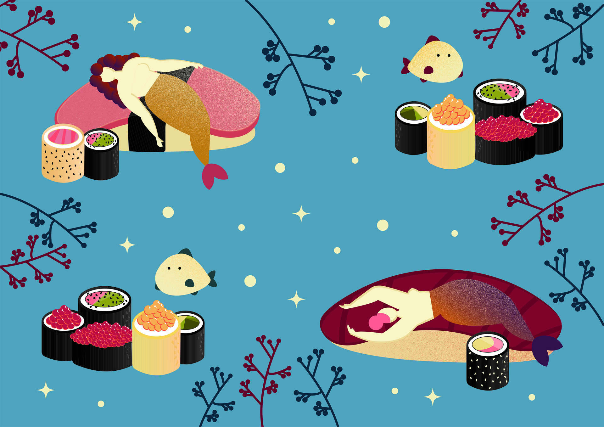 ArtStation - Sushi Mermaid and Cute Fish