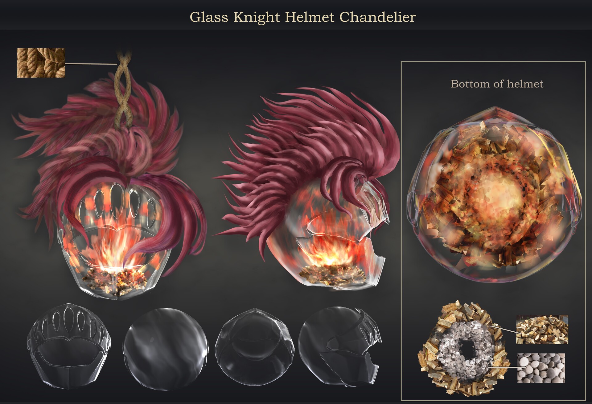 ArtStation - Glass knight helm chandelier
