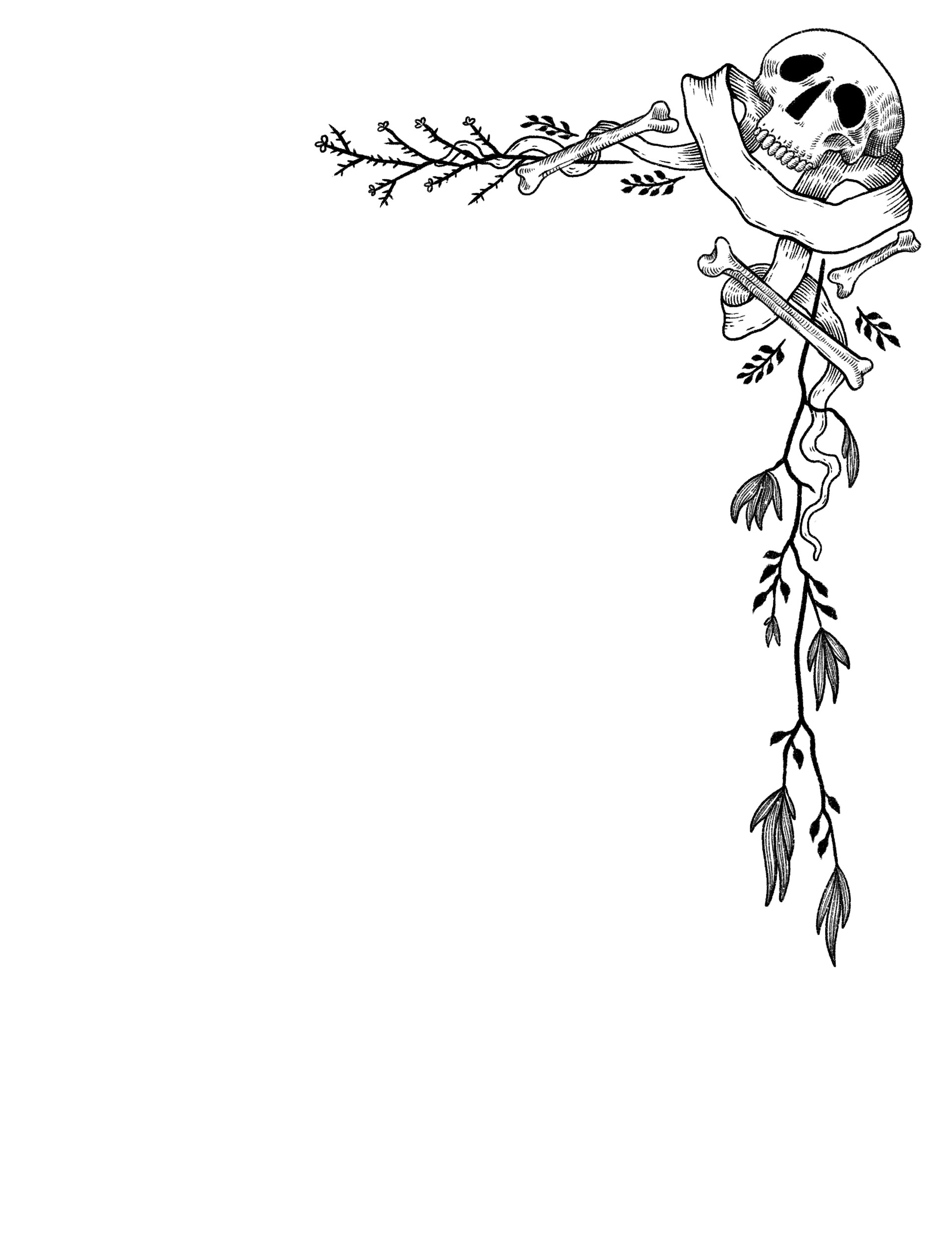 Old Skull Corner Borders