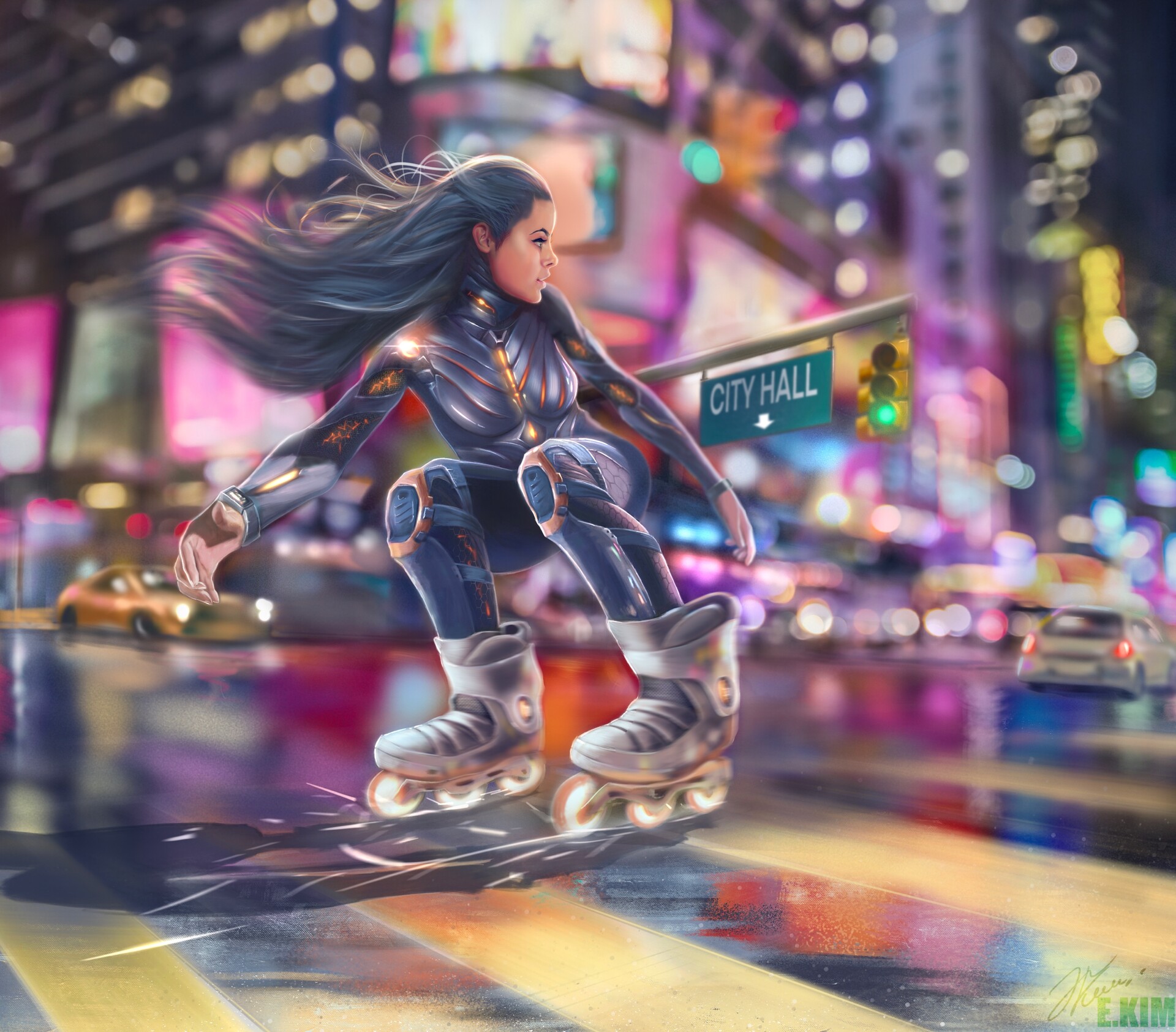 how to draw a girl roller skating