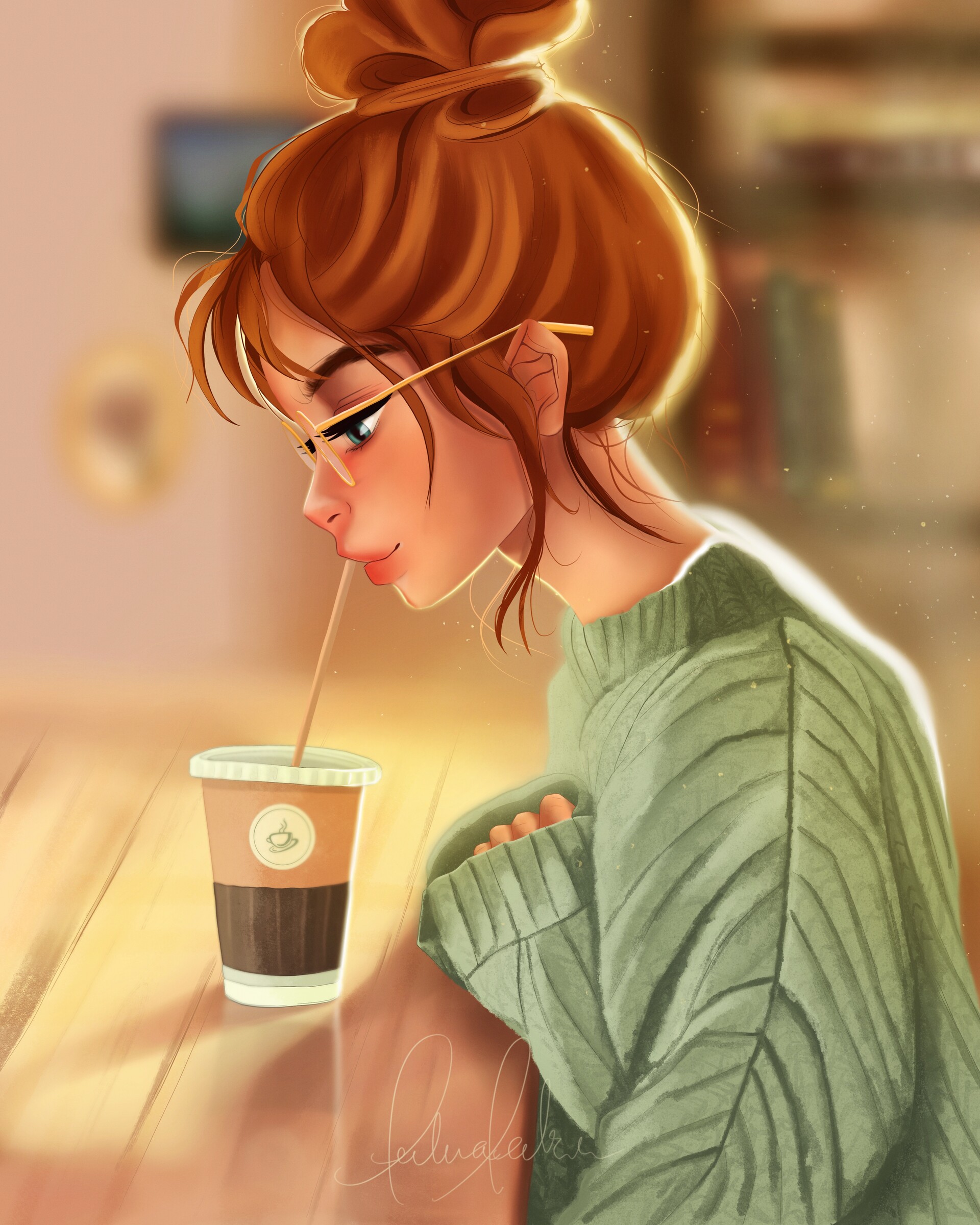 ArtStation - Coffee time - girl illustration