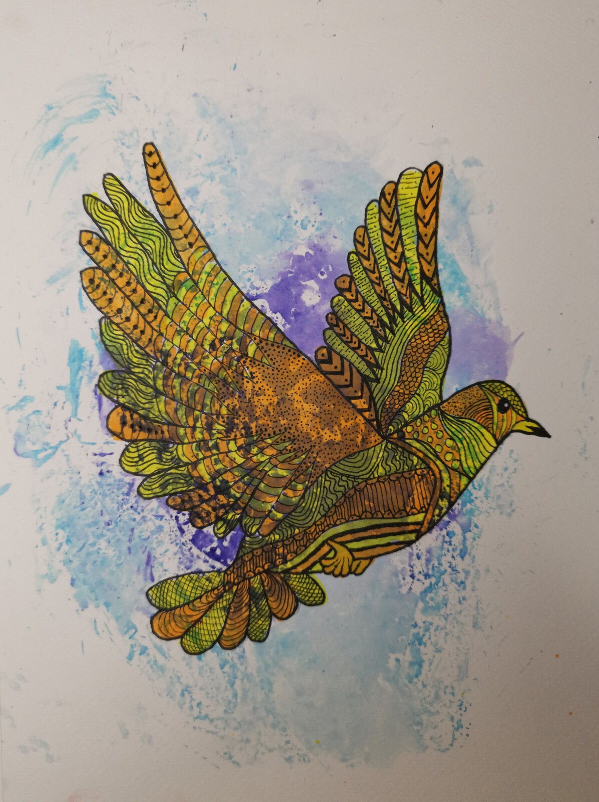 AgnesMakeDrawings - Dove Zentangle