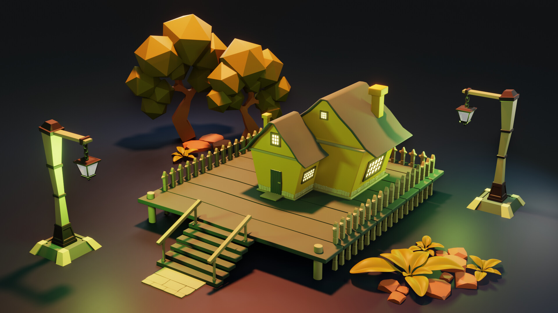 ArtStation - Low Poly cottage