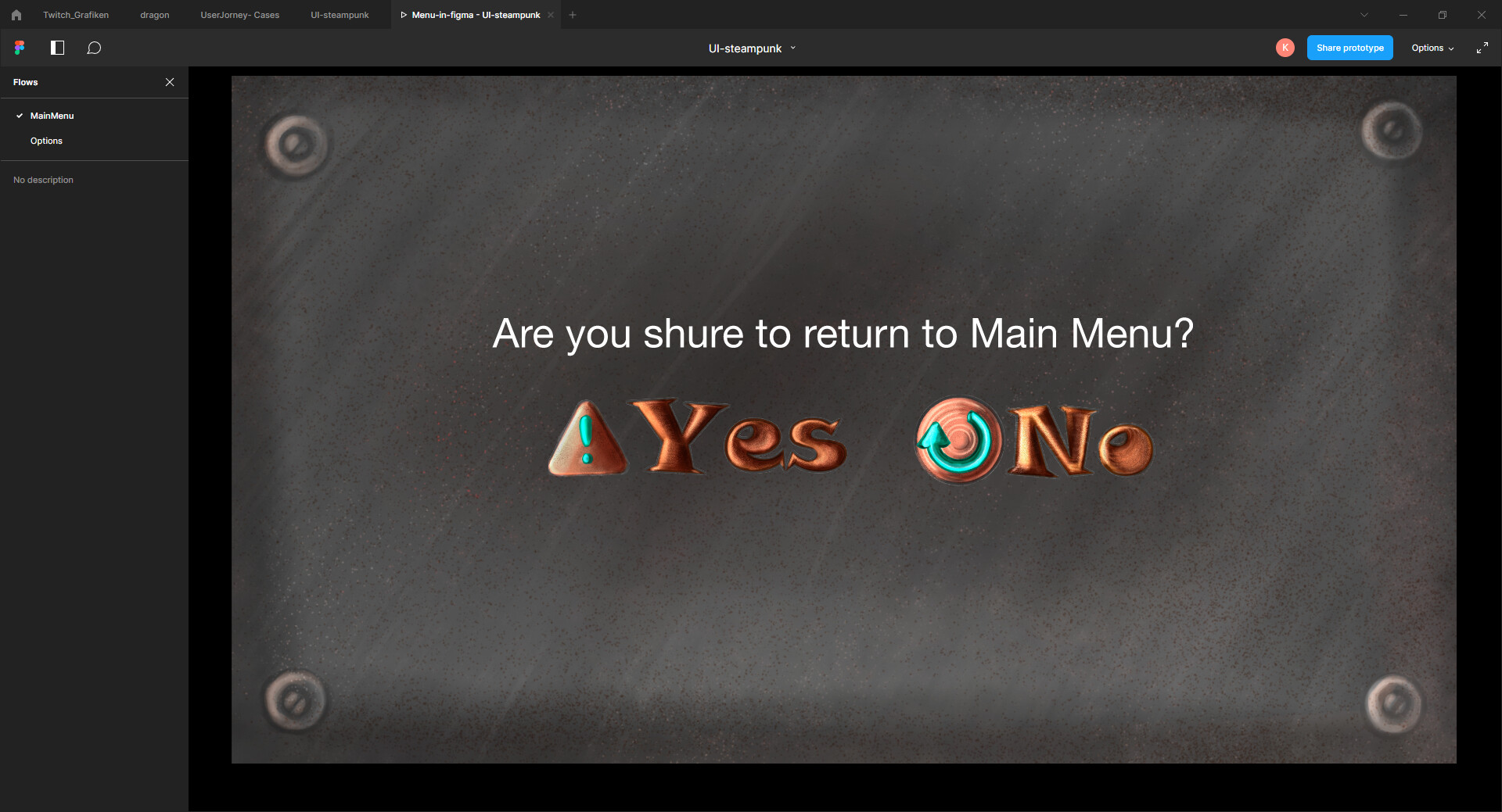 UI Design, UX Design - Katharina Kasprzak - Steam Punk Arcane UI Design