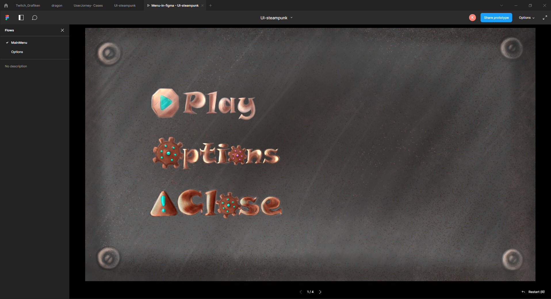 UI Design, UX Design - Katharina Kasprzak - Steam Punk Arcane UI Design
