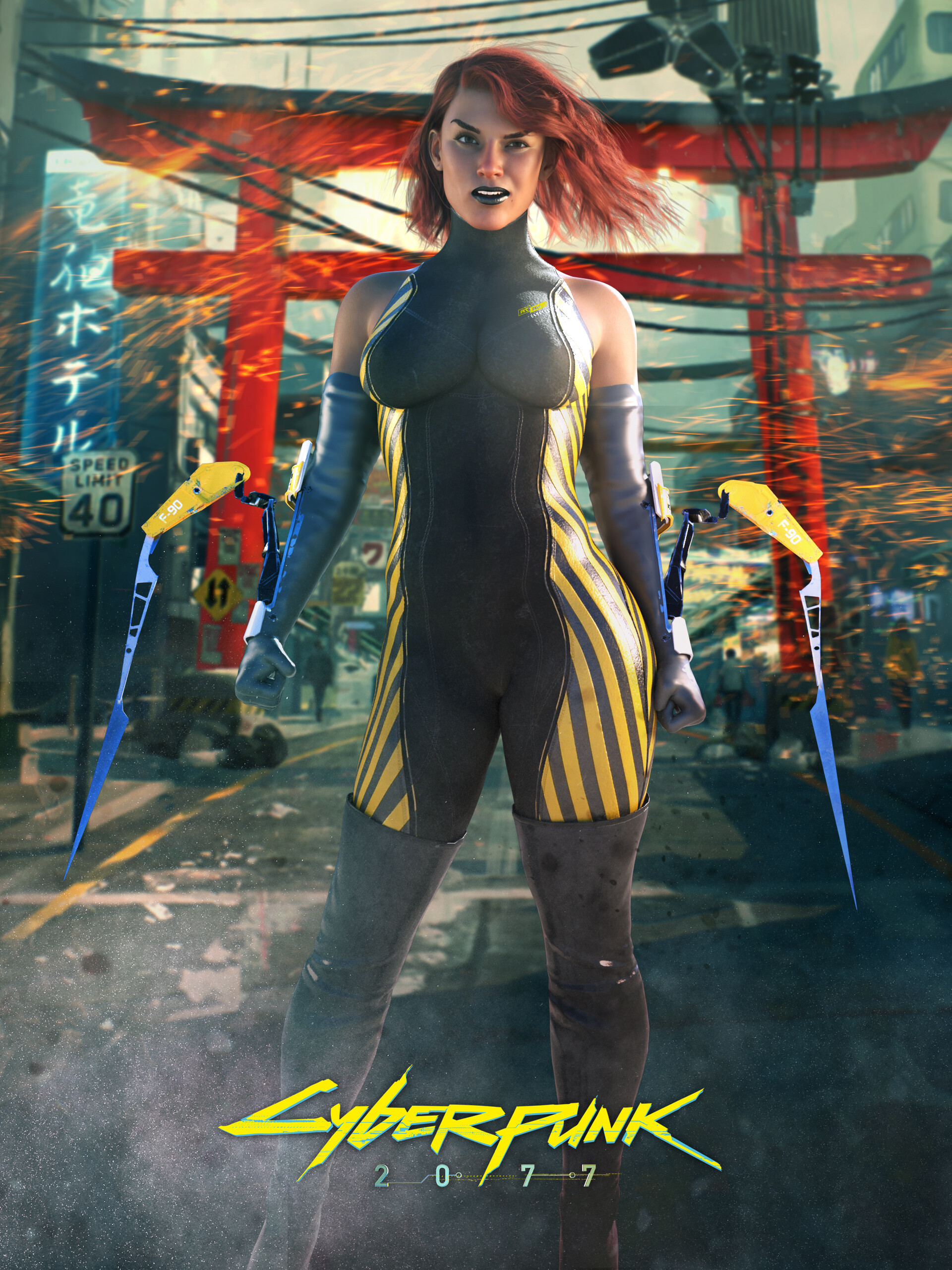 ArtStation - Alexia Tereshkova, Japanese mayhem - Cyberpunk 2077