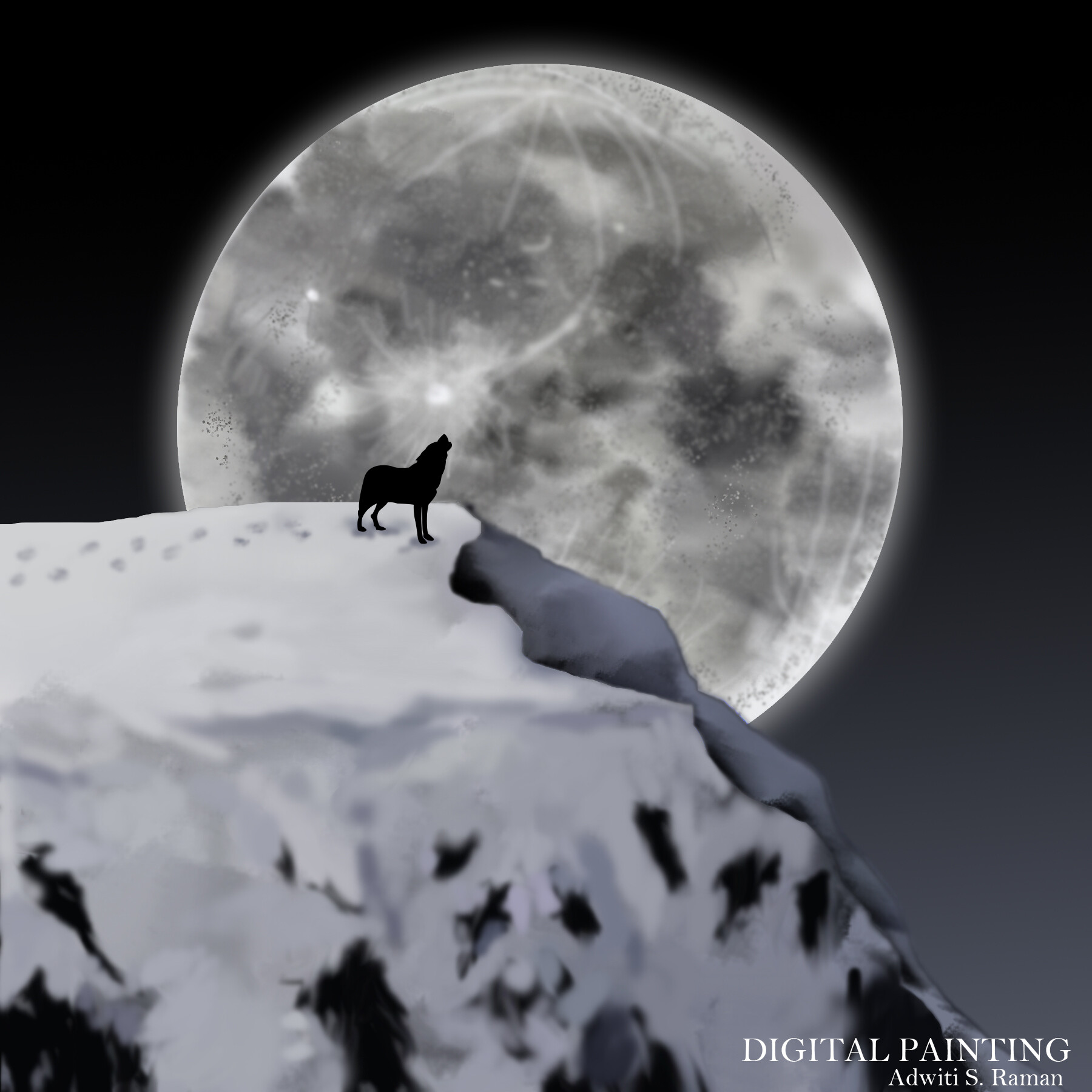 ArtStation - Wolf Moon Digital Painting