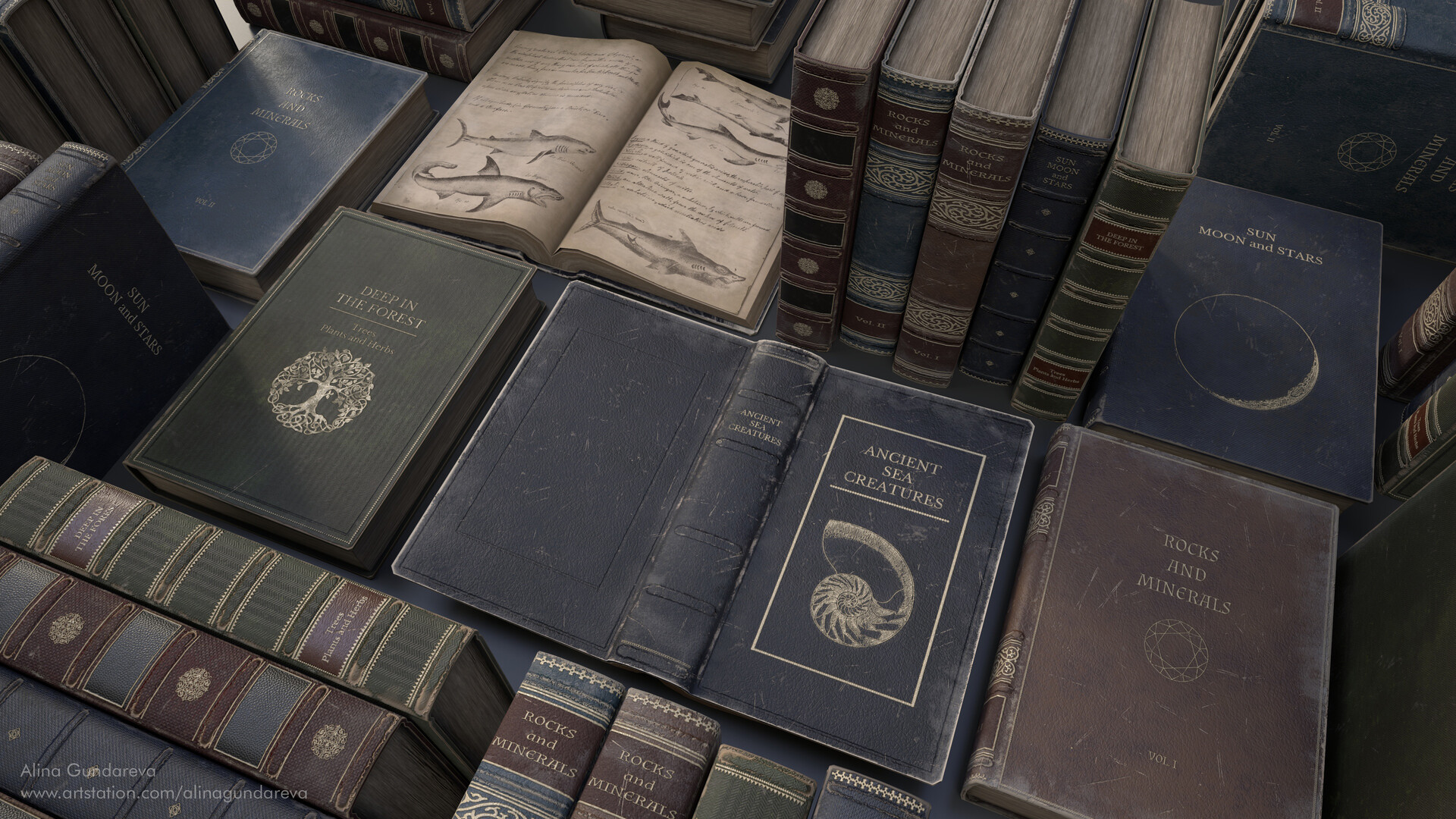 ArtStation - Old Library Books