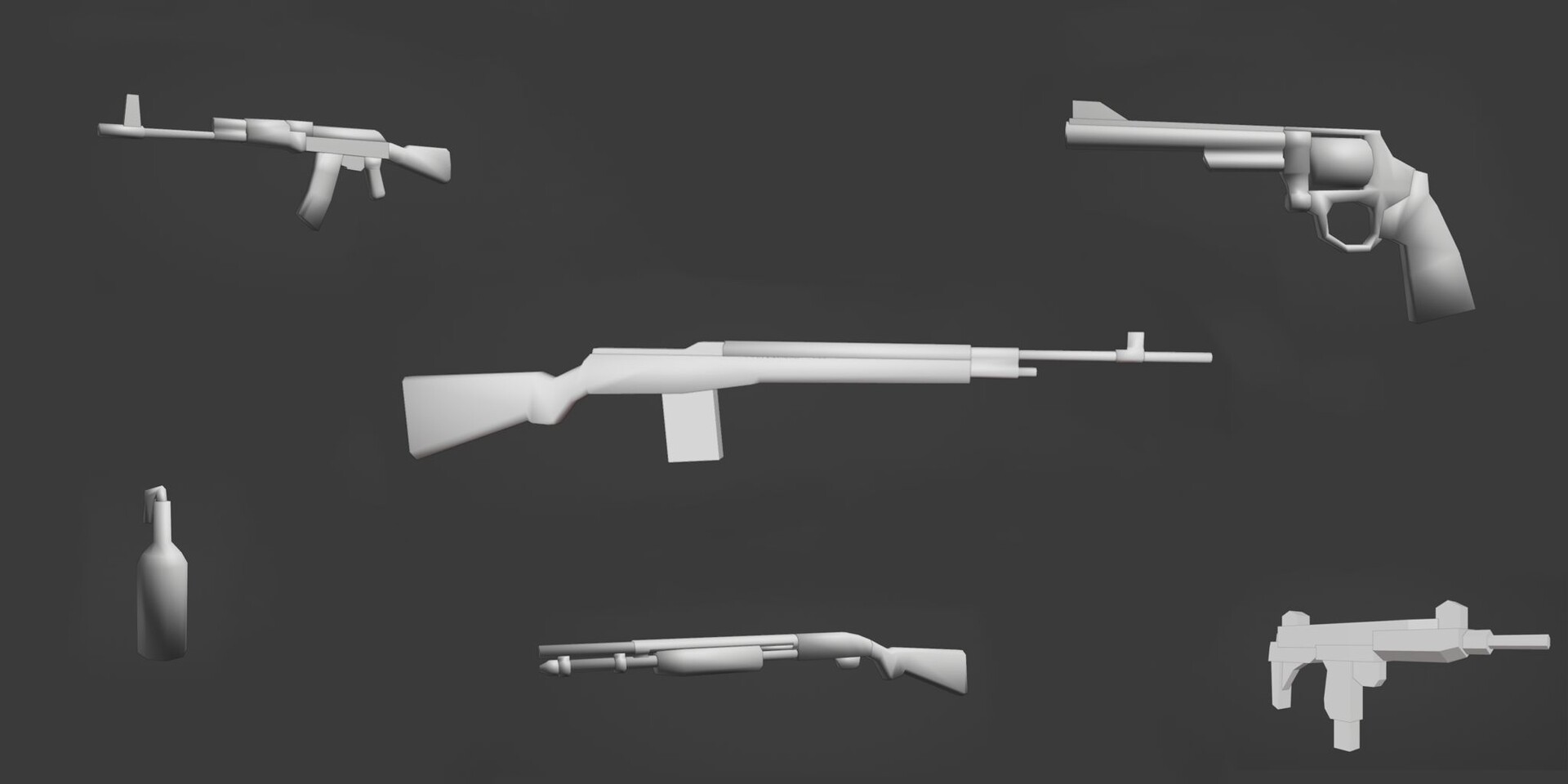 ArtStation - Quick Low Poly Weapons