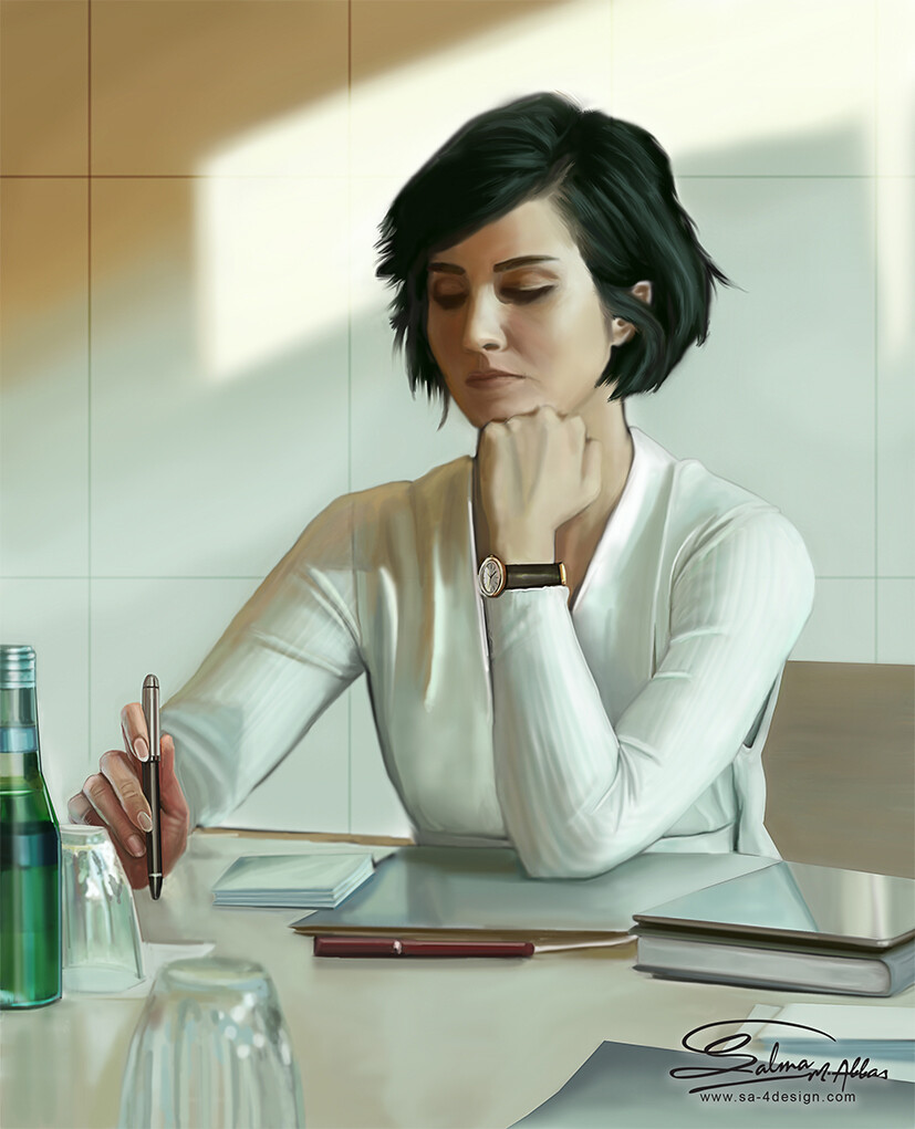 ArtStation - deep thinking girl