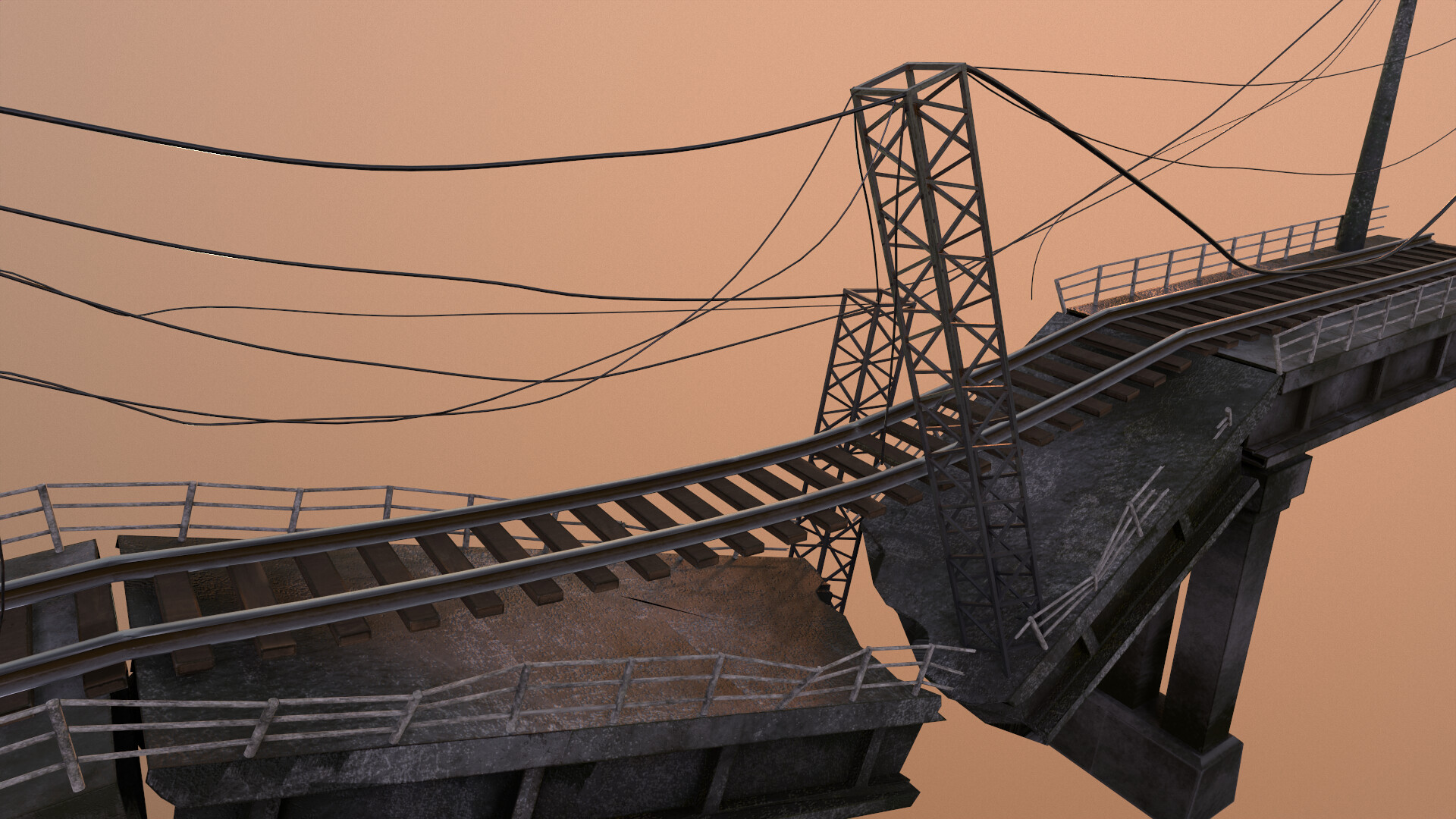 ArtStation - Destroyed bridge for the game "NADEZHDA STATION" - step ...