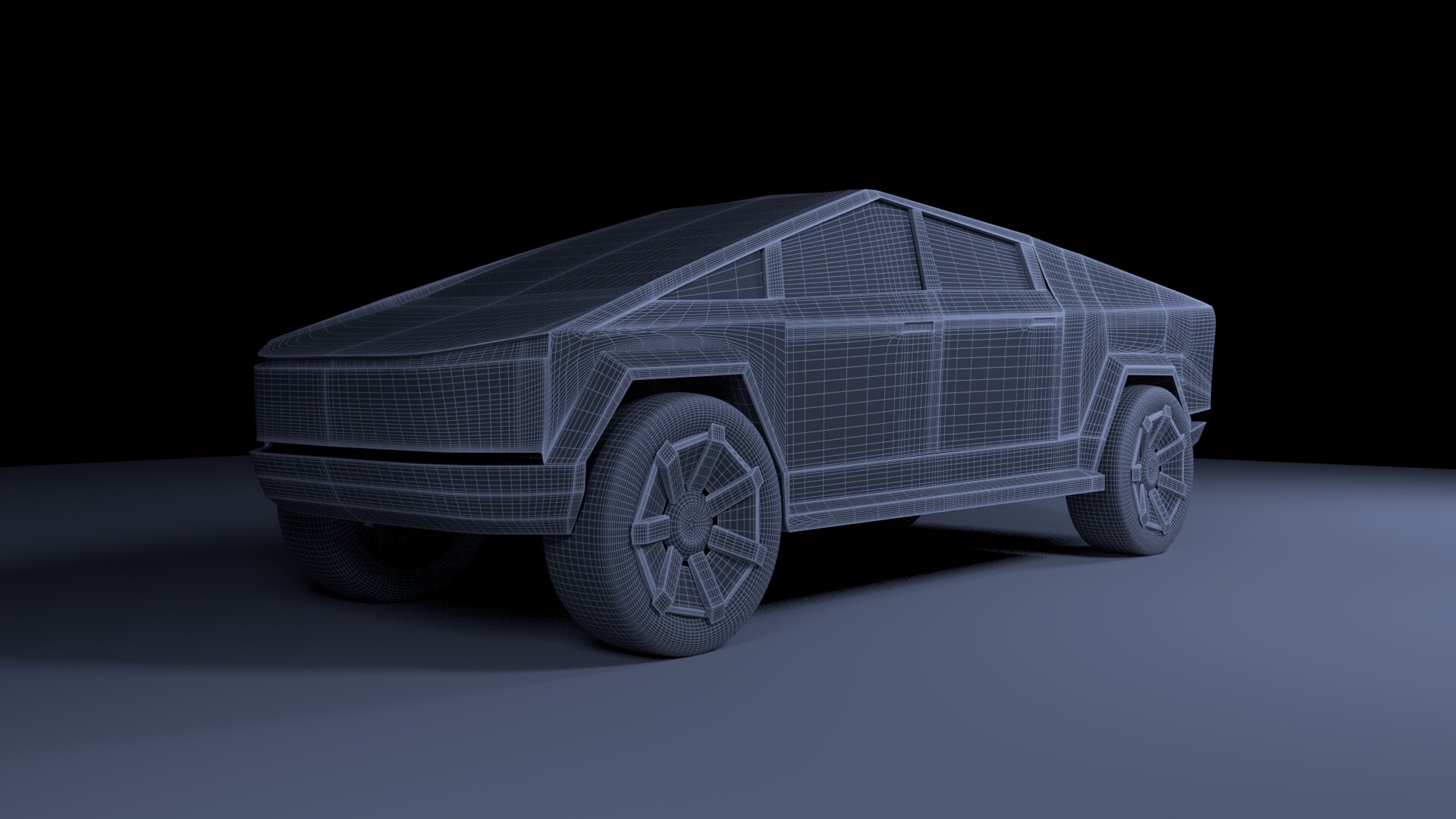 ArtStation - Tesla cyber truck wireframe render..