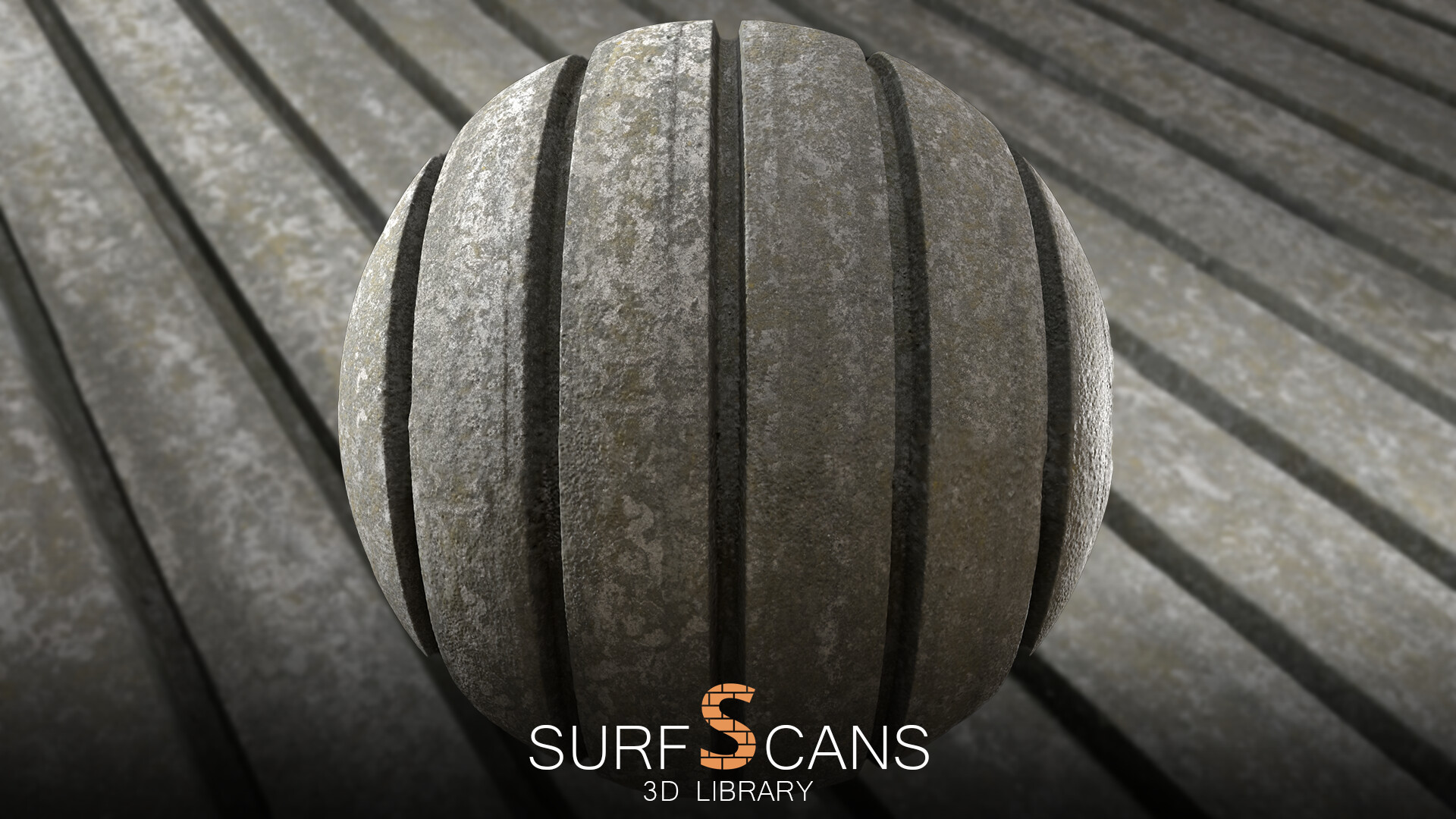 SURF 3D Scans - Ribbed concrete surface (PBR Material 8K)