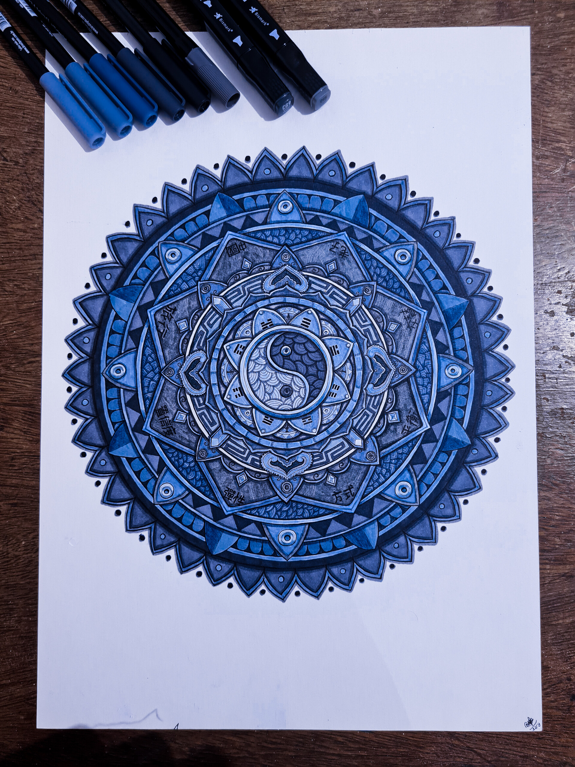 how to draw a yin yang mandala