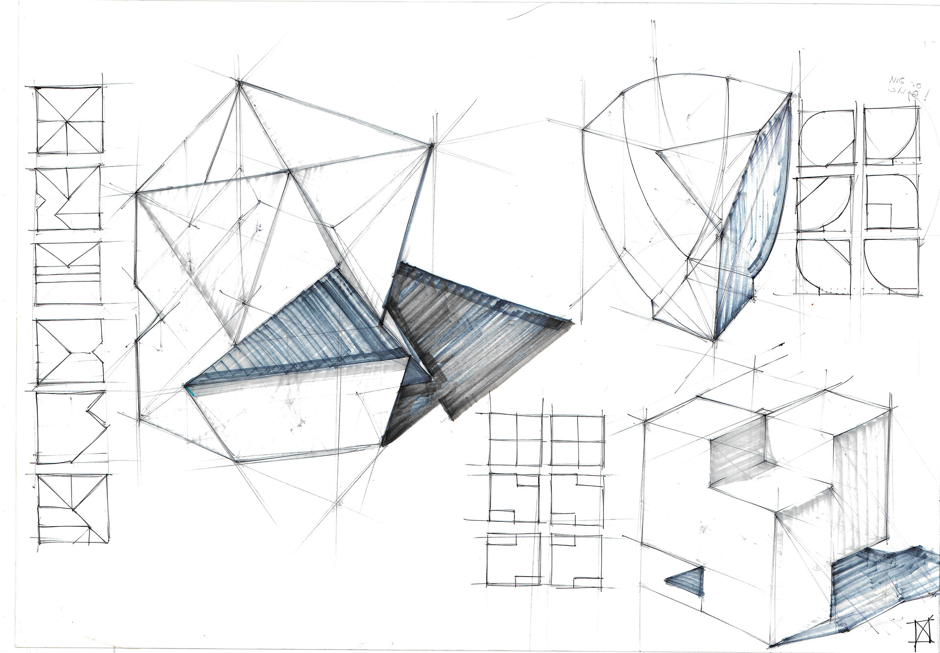 Geometric Buildings Drawing