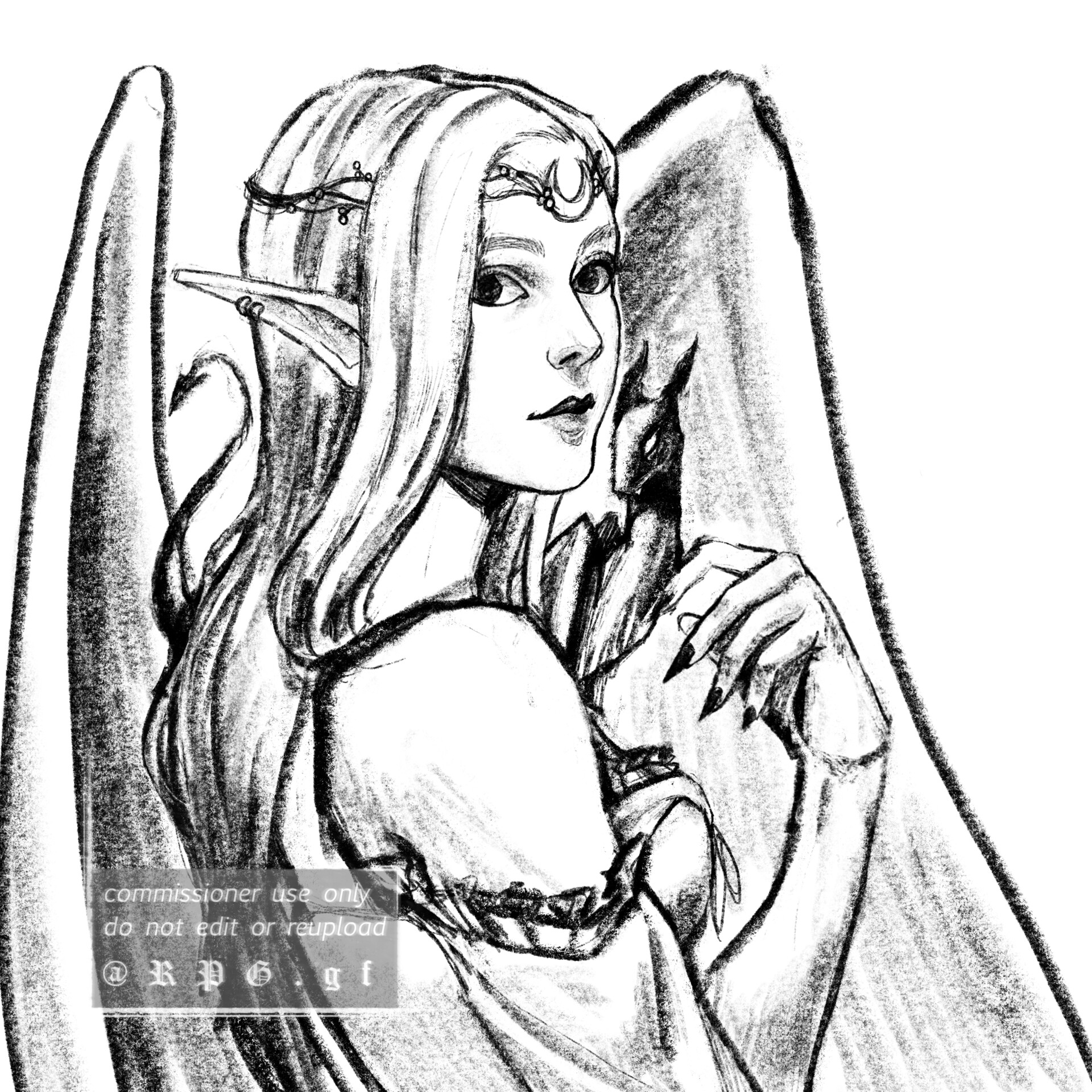 ArtStation - Commission sketch for Winged_Elf