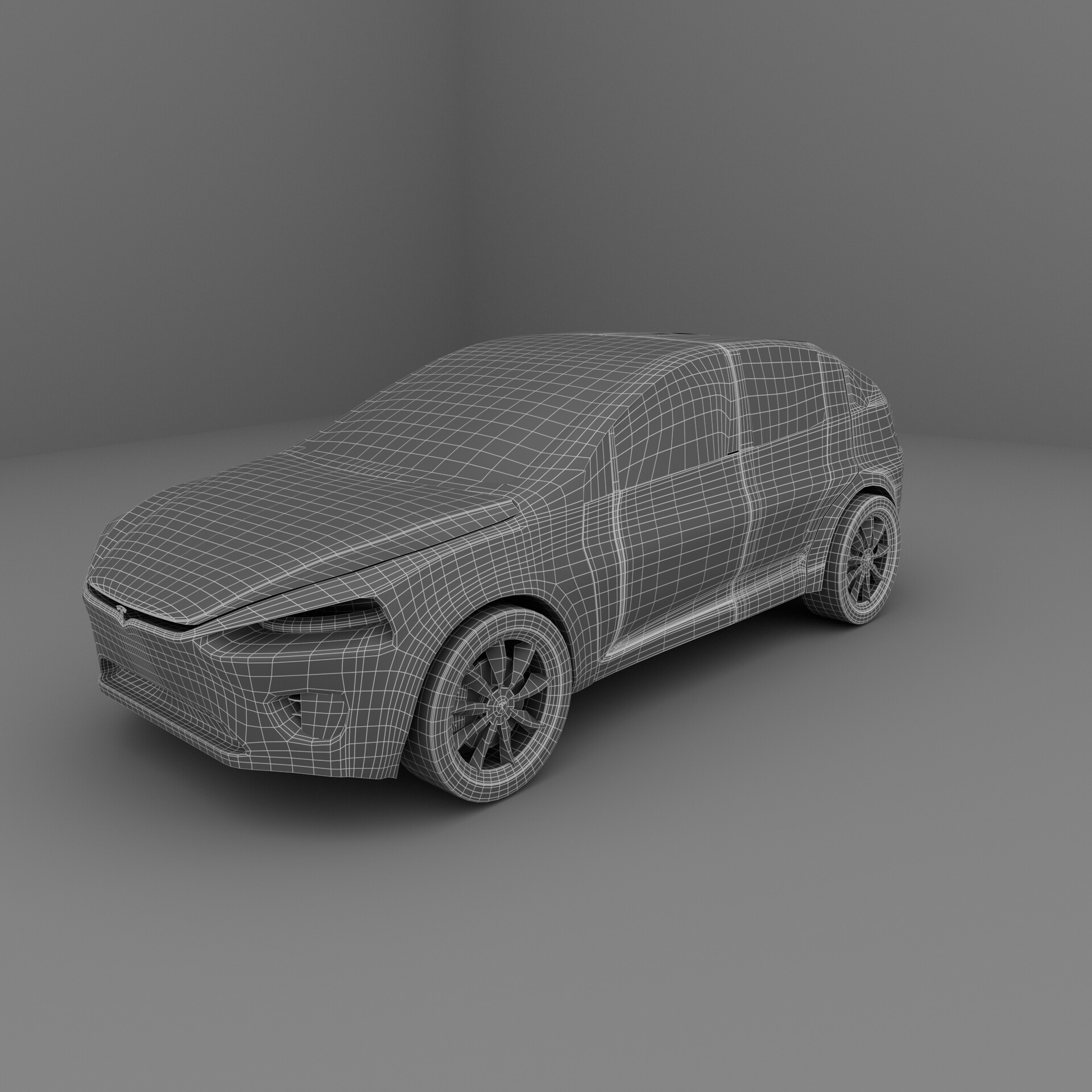 ArtStation - Tesla Model X | Wireframe Render | Maya