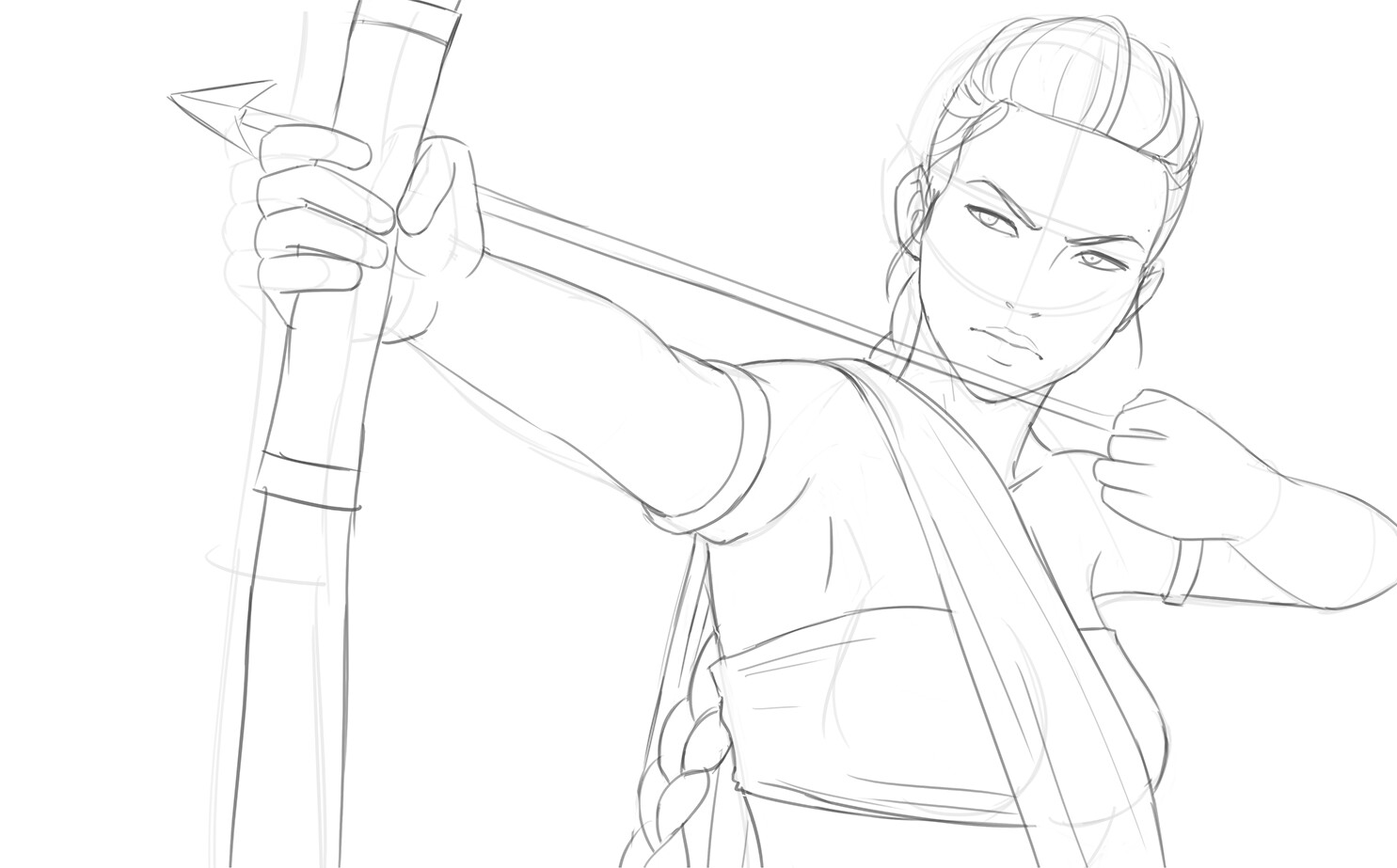 Warrior Princess Drawing Bow And Arrow