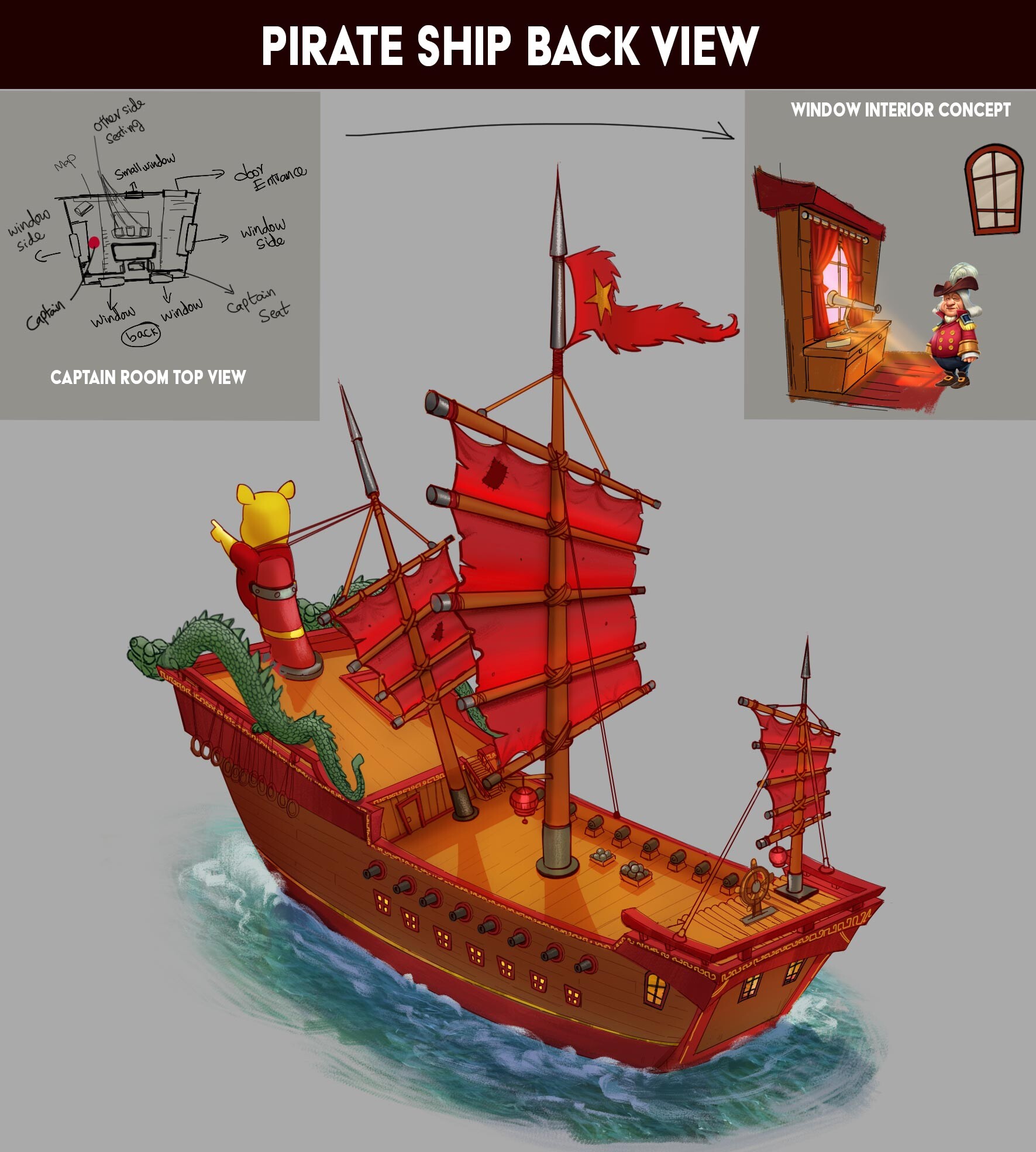 Pirate Ship Sketch Side View