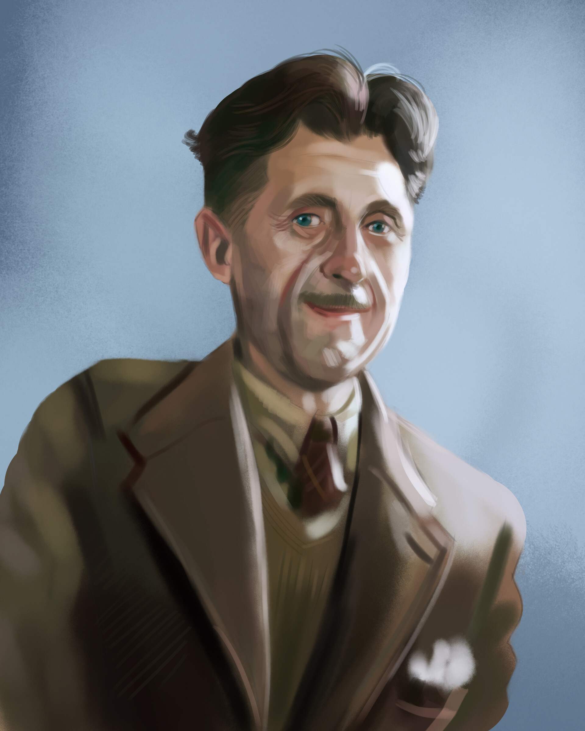 ArtStation - Digital painting of George Orwell
